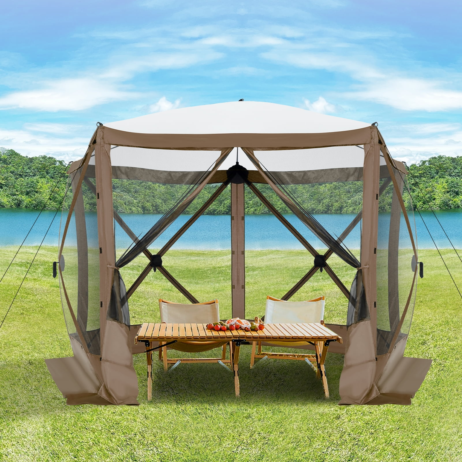 SANOPY Pop Up Gazebo Screen Tent for Camping, 10'x10' Screen Gazebo ...