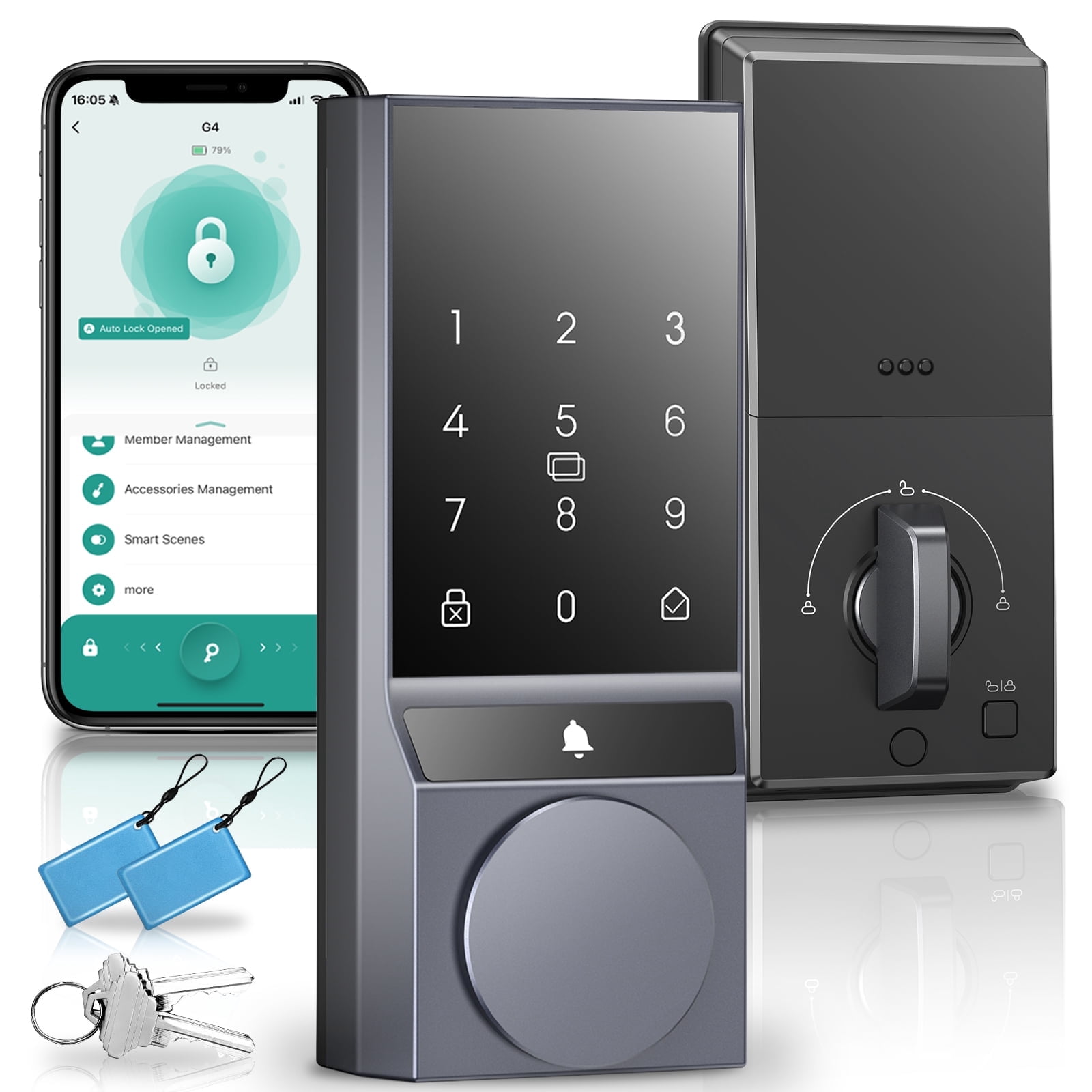 SANOPY Security Smart Doors Lock,Keyless Entry Door Lock with Doorbell ...