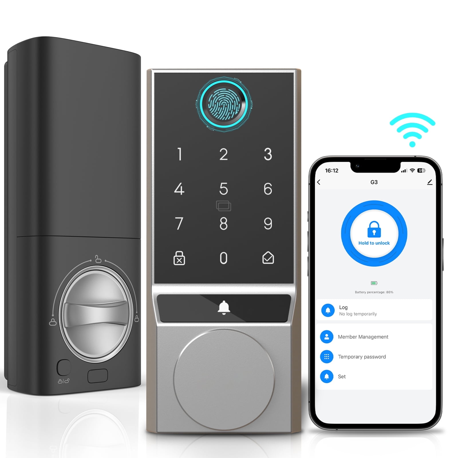 SANOPY Wi-Fi Smart Door Lock with Fingerprint ID, Keyless Entry Door ...