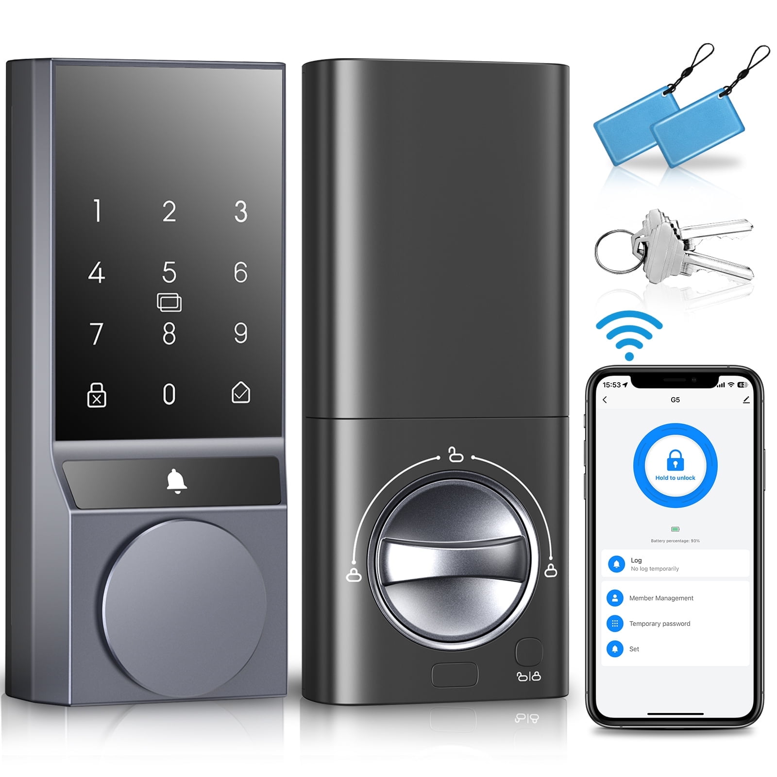 SANOPY Wi-Fi Smart Door Lock, Keyless Entry Door Lock with App Control ...