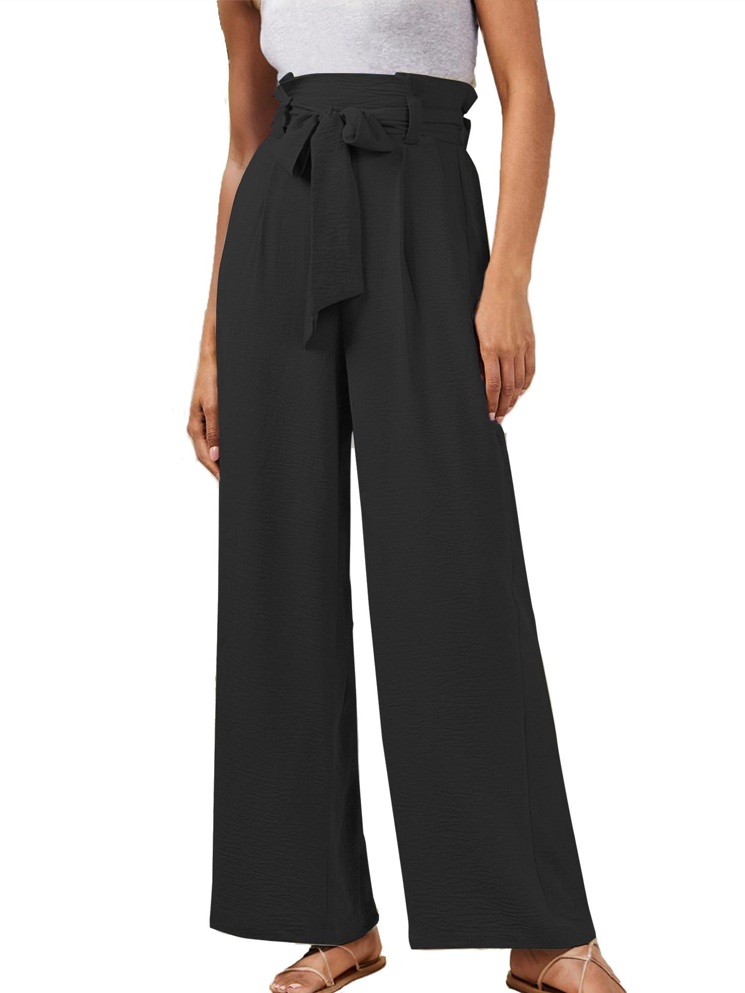 SANOPY Womens Wide Leg Palazzo Pants Belted High Waisted Business ...