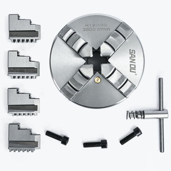 SANOU 4 Jaw Self-Centering Chuck - 100mm Mini Metal Lathe Scroll Chuck ...