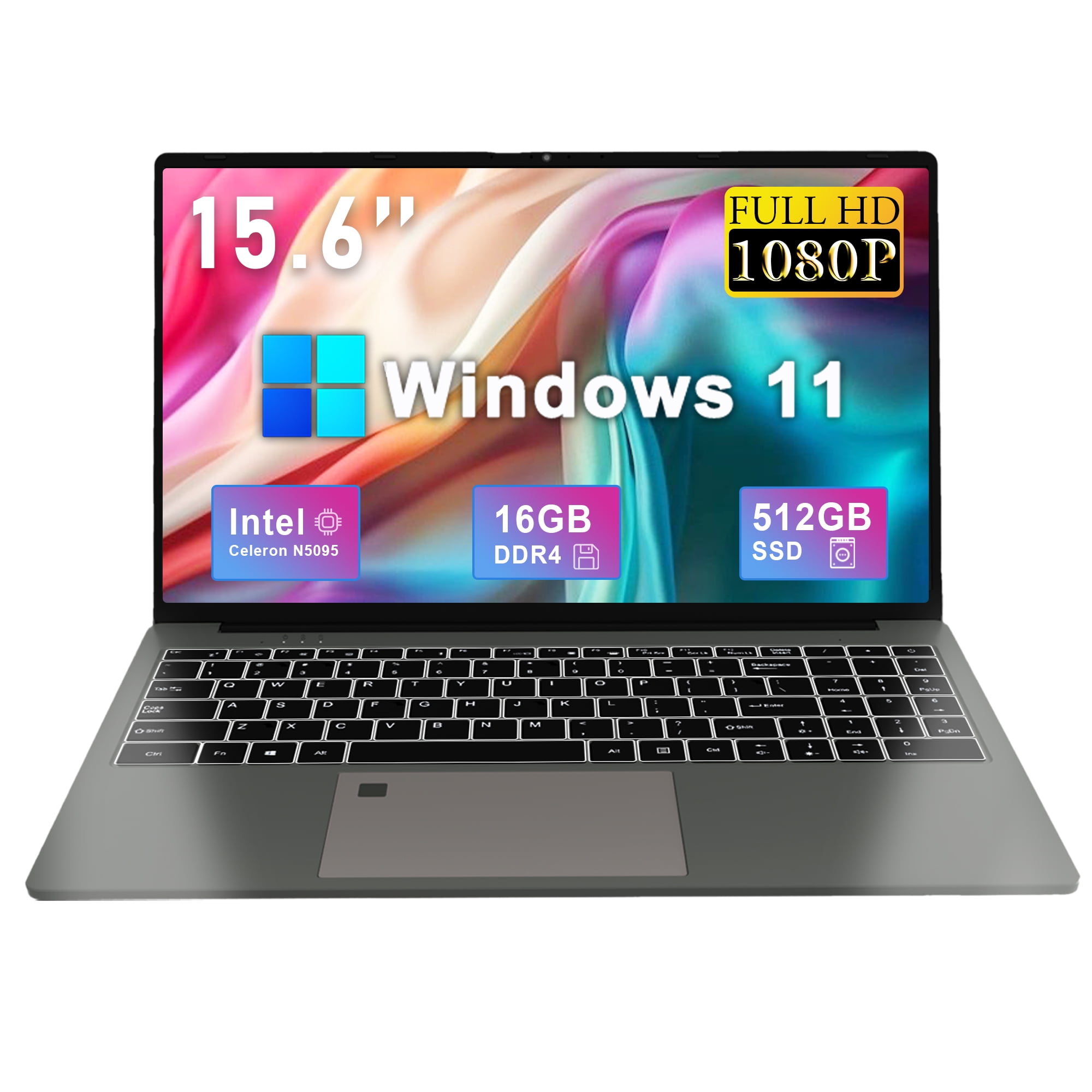 SANPTENT 15.6 inch 1080p FHD Laptop Computer 16GB RAM 512GB SSD with 4 ...