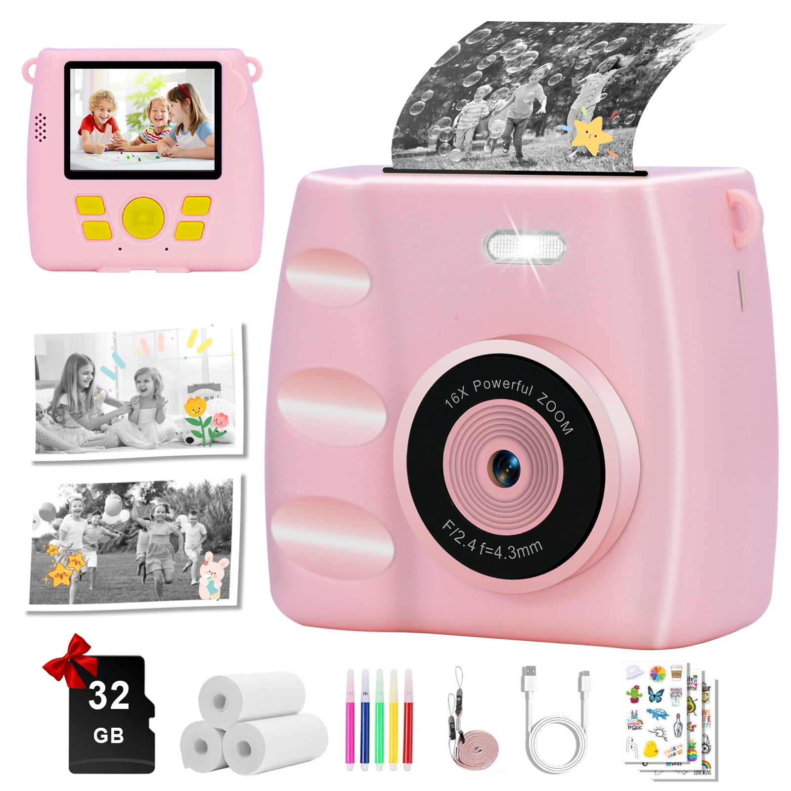 SANPTENT Portable Digital Camera Instant Print, Kids Cameras for Boys ...