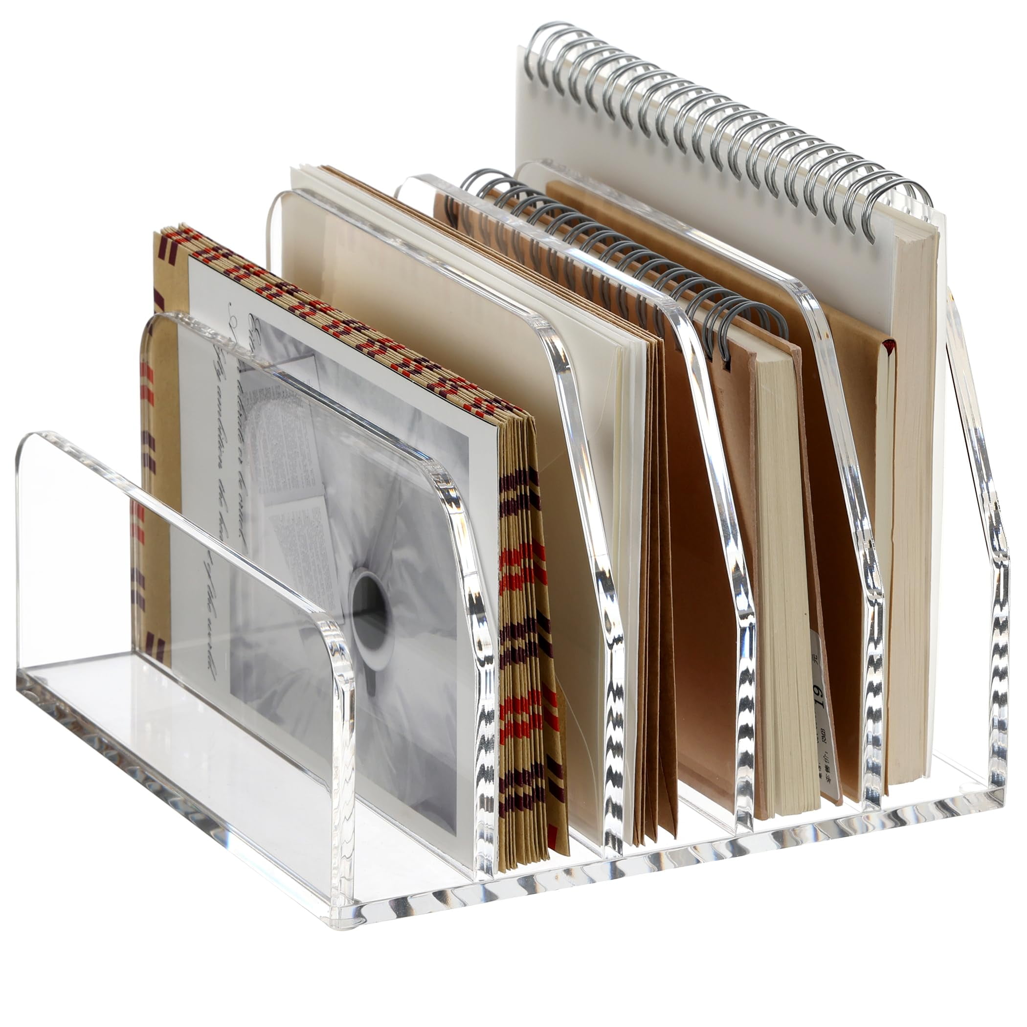 SANRUI Acrylic Desk File Organizer Holder for Desk, Clear Laddered 5 ...