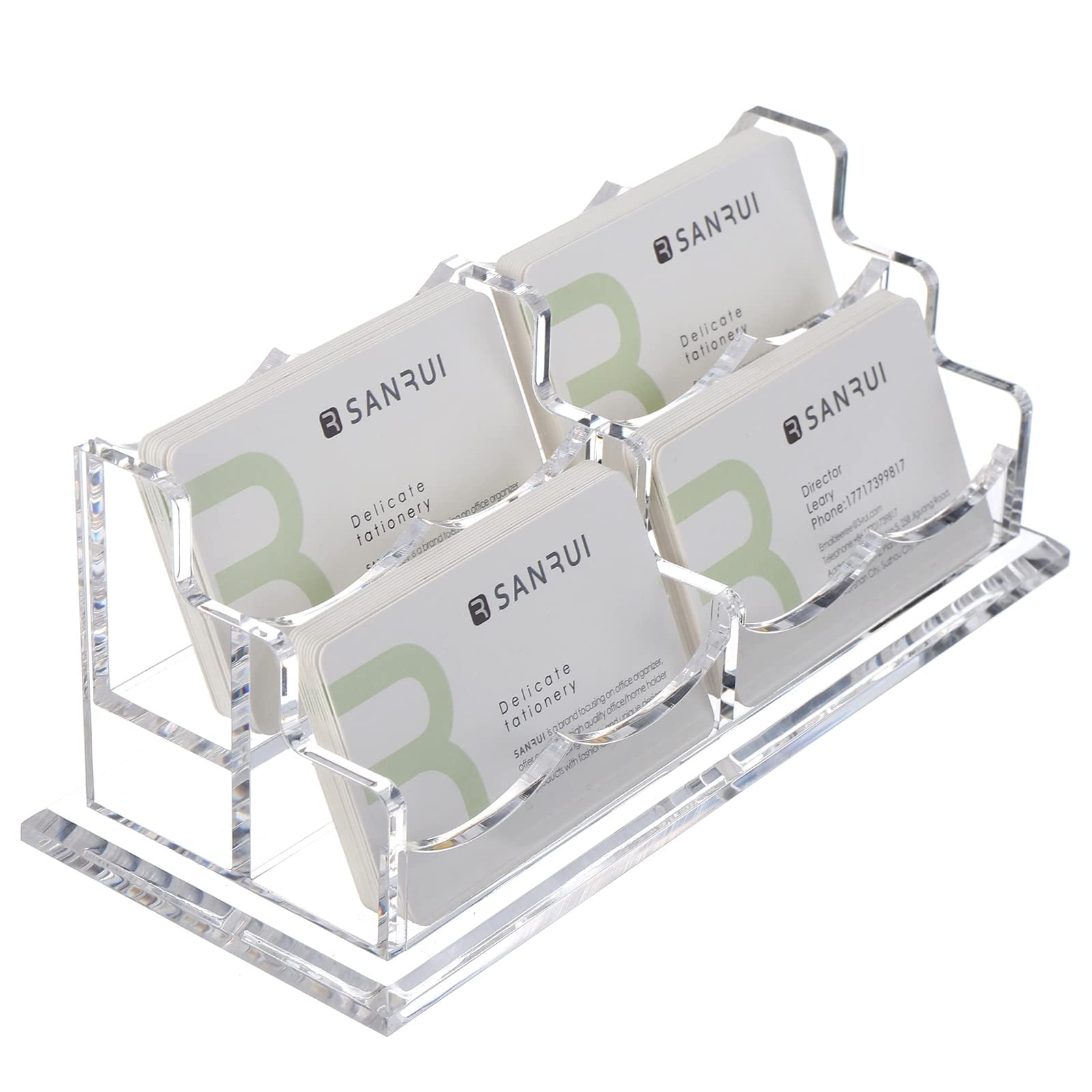 SANRUI Business Card Holder for Desk ,Clear Acrylic Business Card ...