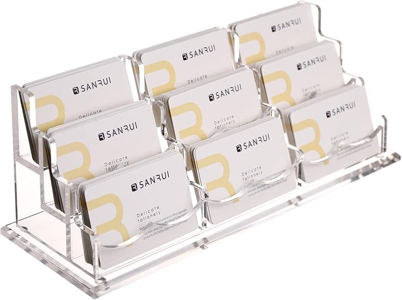 SANRUI Clear Horizontal Business Card Holder Stand for Desk, Acrylic ...