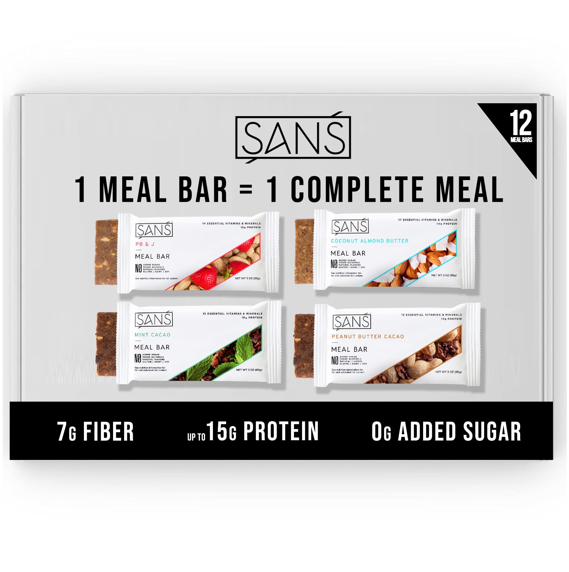 SANS Meal Replacement Protein STF9 Bar, Gluten Free, Healthy High ...