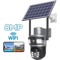 4K Dual Lens Solar Security Cameras Wireless Outdoor, 8MP QHD Video,2 ...