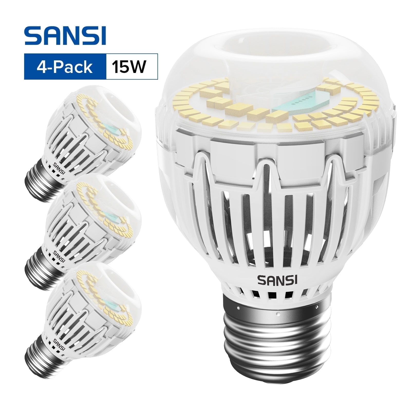 SANSI 15W (130W Equivalent) A15 LED Light Bulb, 2000 Lumens 5000K ...