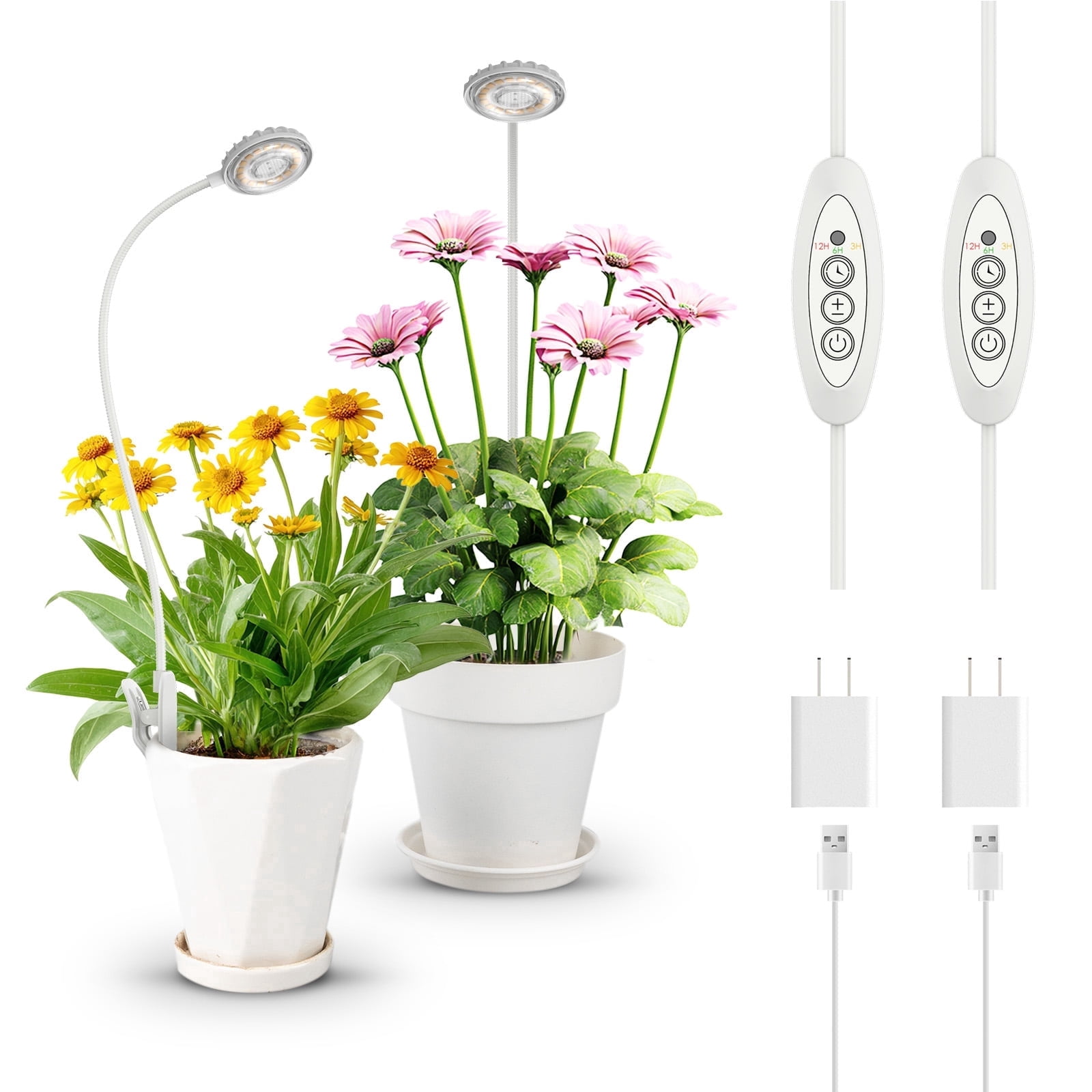 SANSI 2-Pack 7W Pot Clip Full Spectrum Grow Light, 4-Level Dimmable ...