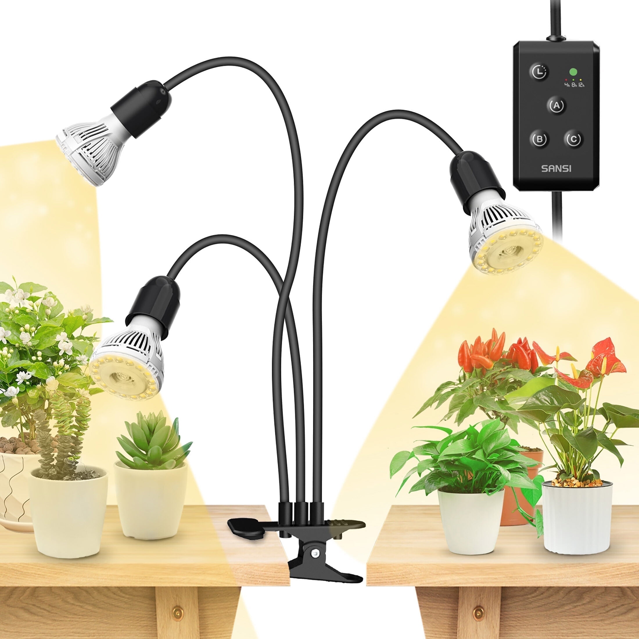 SANSI 30W LED Grow Bulb, Full Spectrum Black Clip-on Plant Grow Light ...