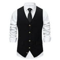 SANSIWU Men Suit Vest Solid Color V-Neck Sleeveless Single-Breasted ...