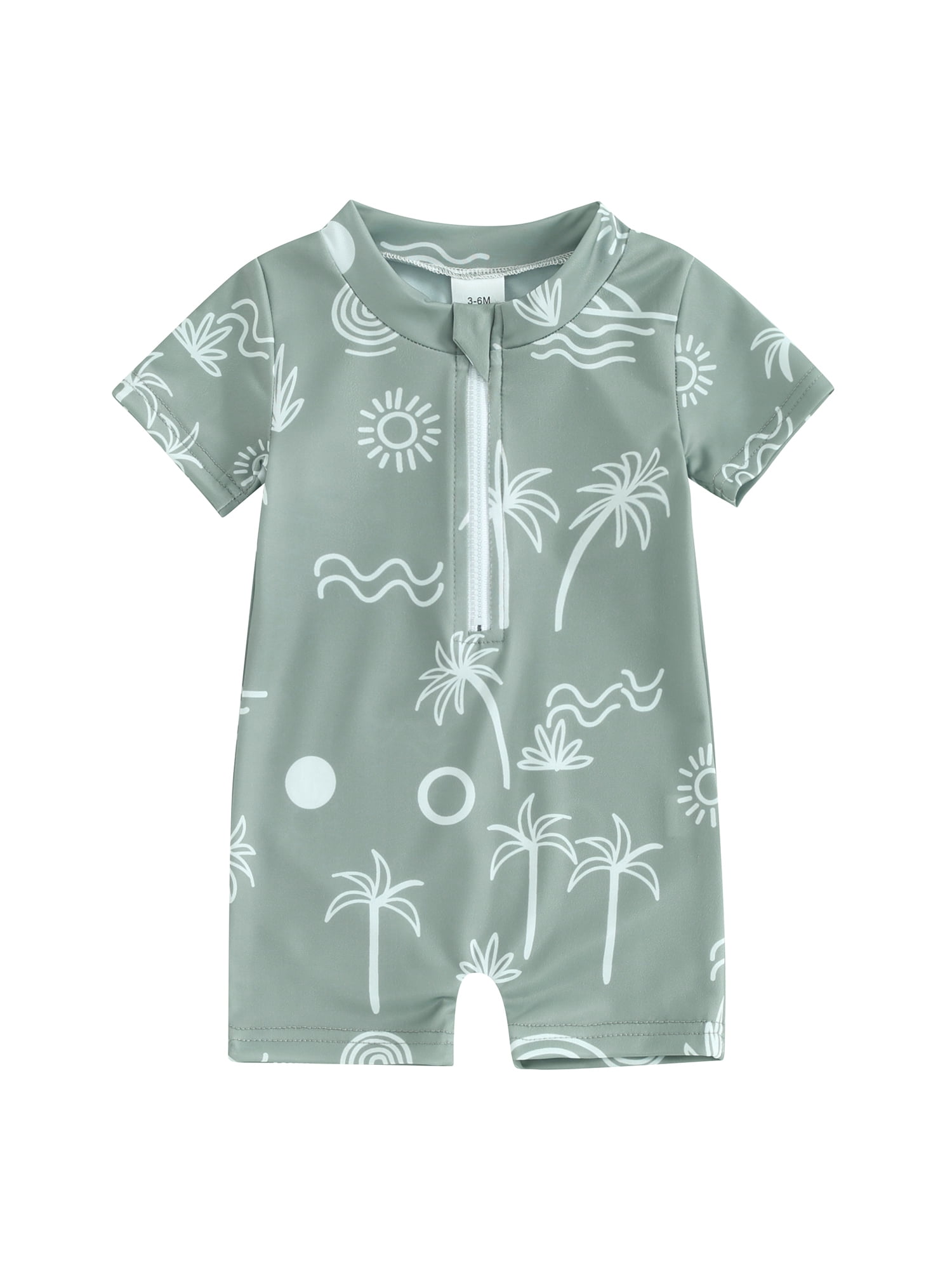 SANSIWU Toddler Baby Boys Rash Guard Swimsuit Rompers Zipper Short ...