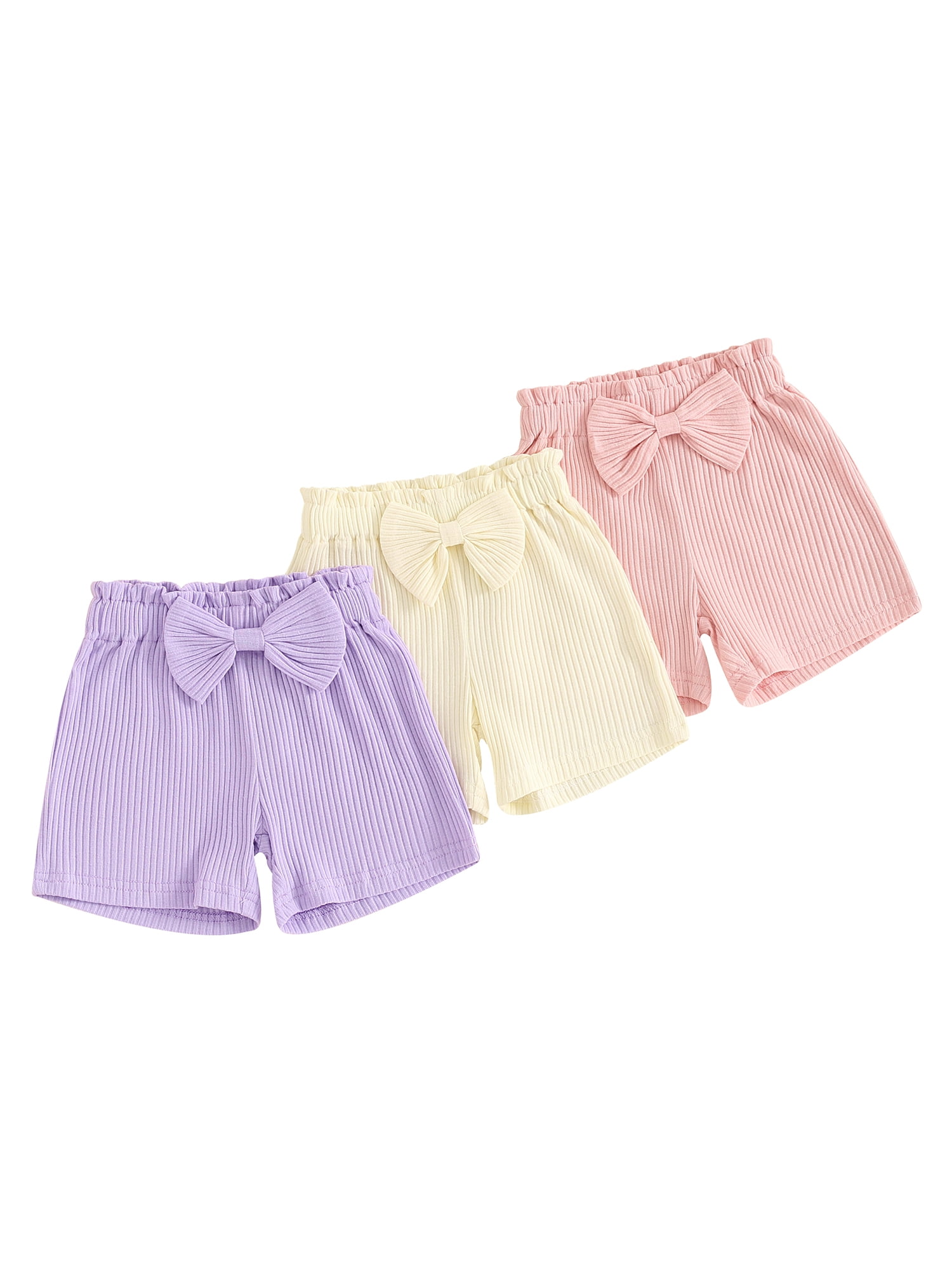 SANSIWU Toddler Baby Girls Summer Shorts 3 Pack Elastic Waist Solid ...