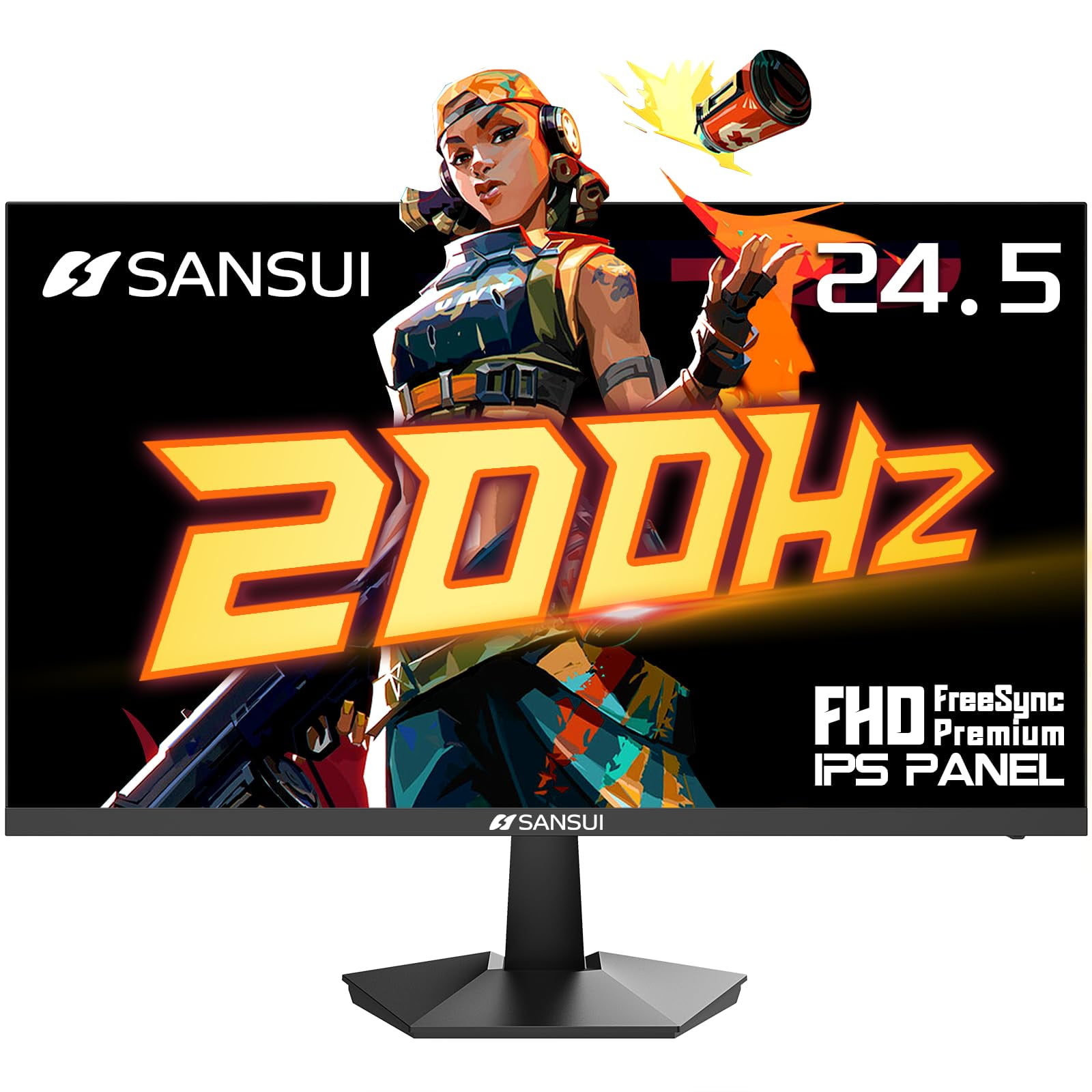 SANSUI 24.5 Inch 200Hz Gaming Monitor, FHD 1080P Fast IPS PC Gaming ...