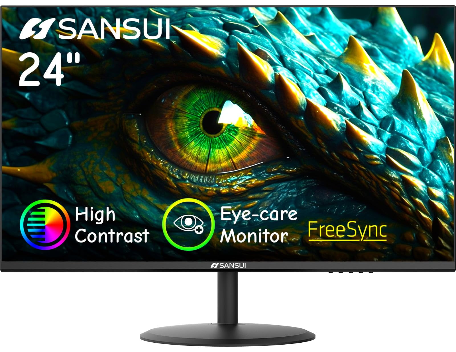 SANSUI Computer Monitor 24 inch Eye Care 1080P Display HDMI,VGA Ports ...