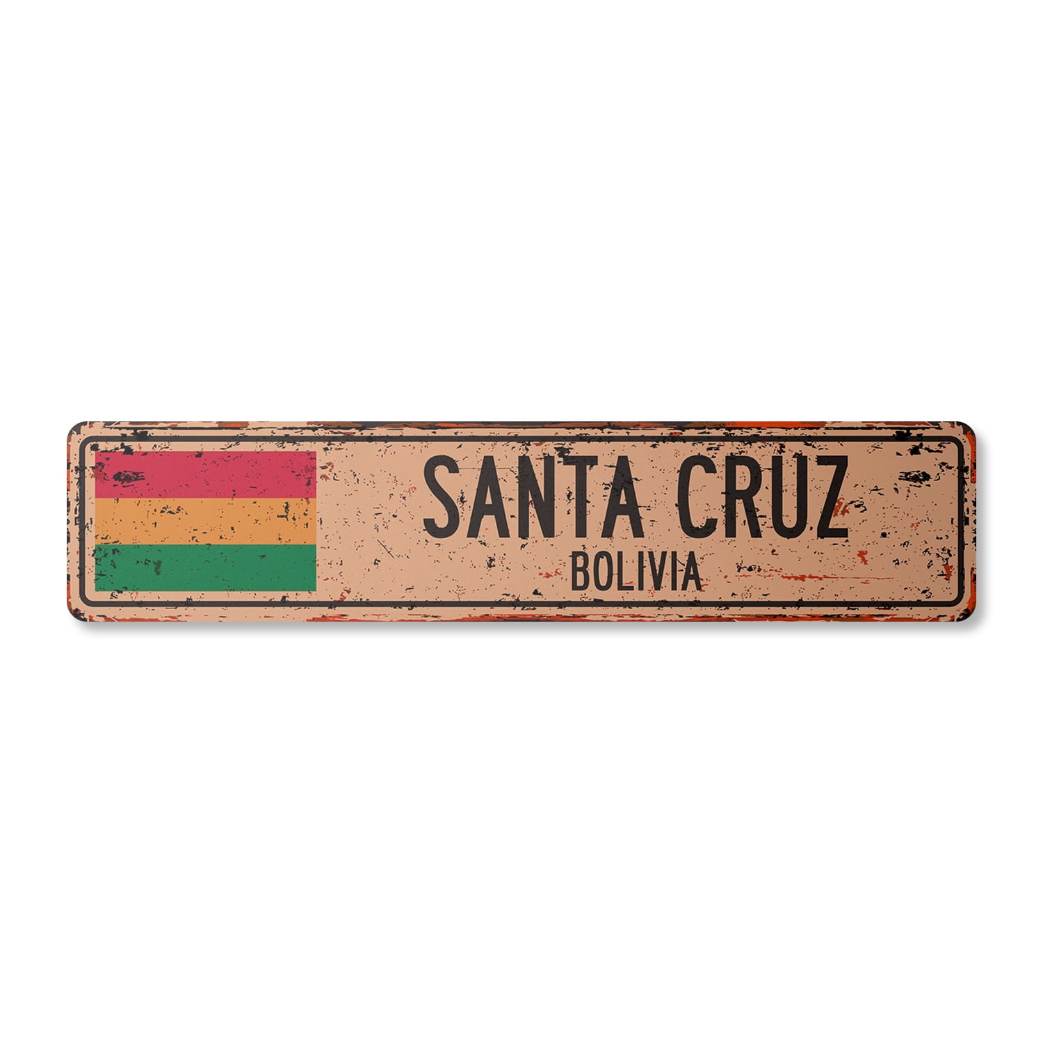 SANTA CRUZ BOLIVIA Vintage Plastic Street Sign Bolivian flag city ...