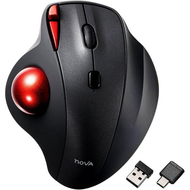 SANWA 2.4G Trackball Mouse, Optical Ergono Rollerball e, Programmable Silent Buttons, USB-A ...