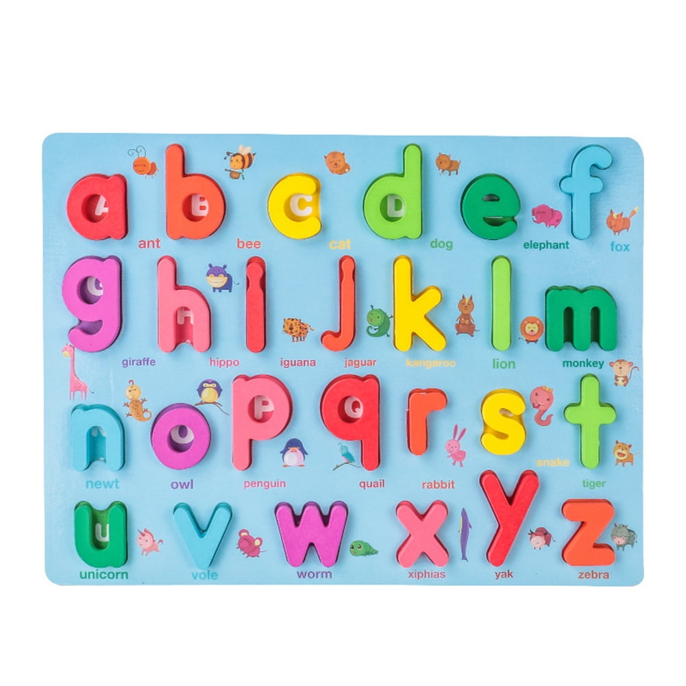 SANWOOD Puzzle Board Toy Colorful Number Alphabet Shape Wooden Puzzle ...