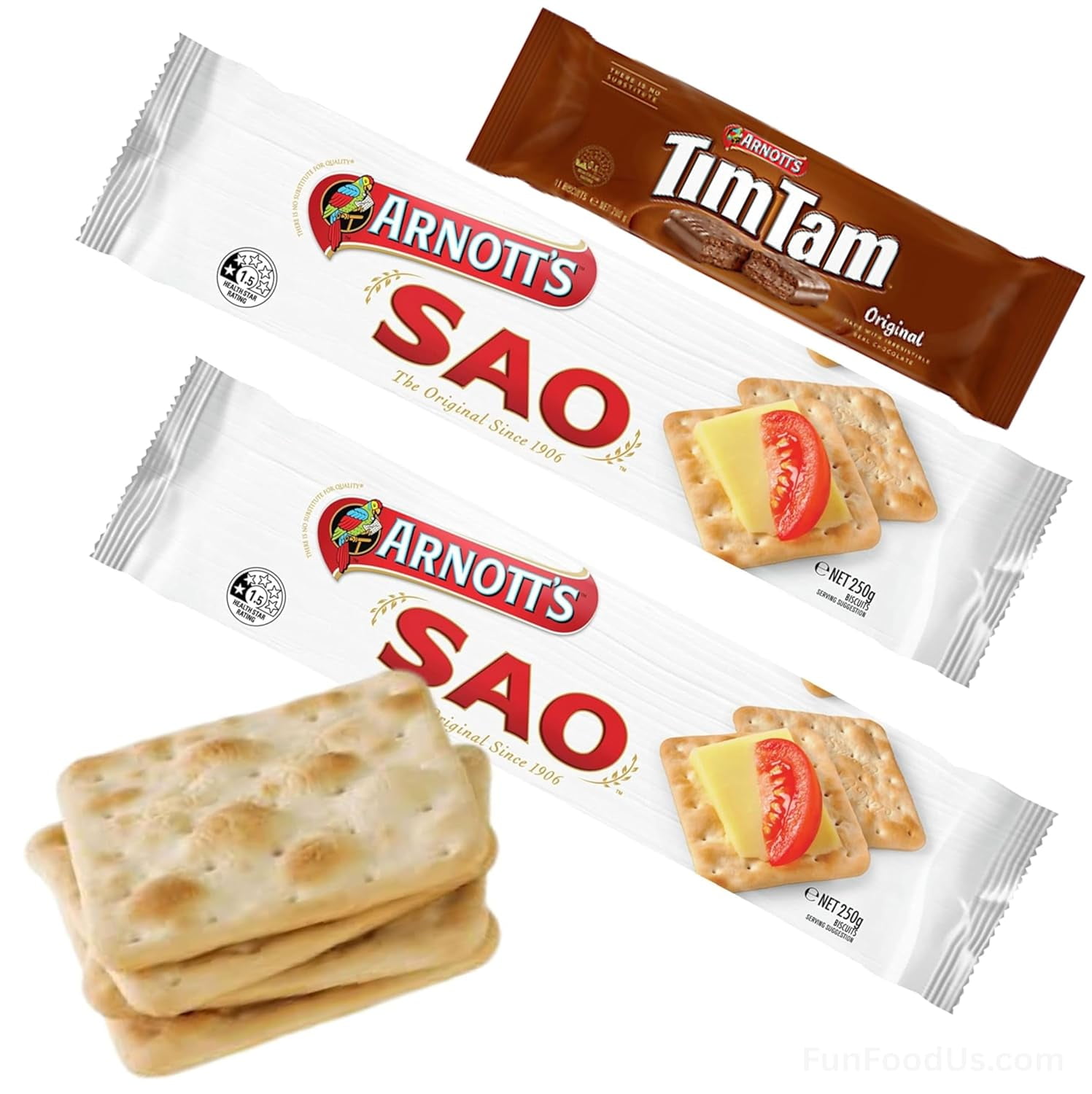 SAO Biscuits Crackers 2x 250g (Pack Of 2) Bonus Original Tim Tams 200g ...