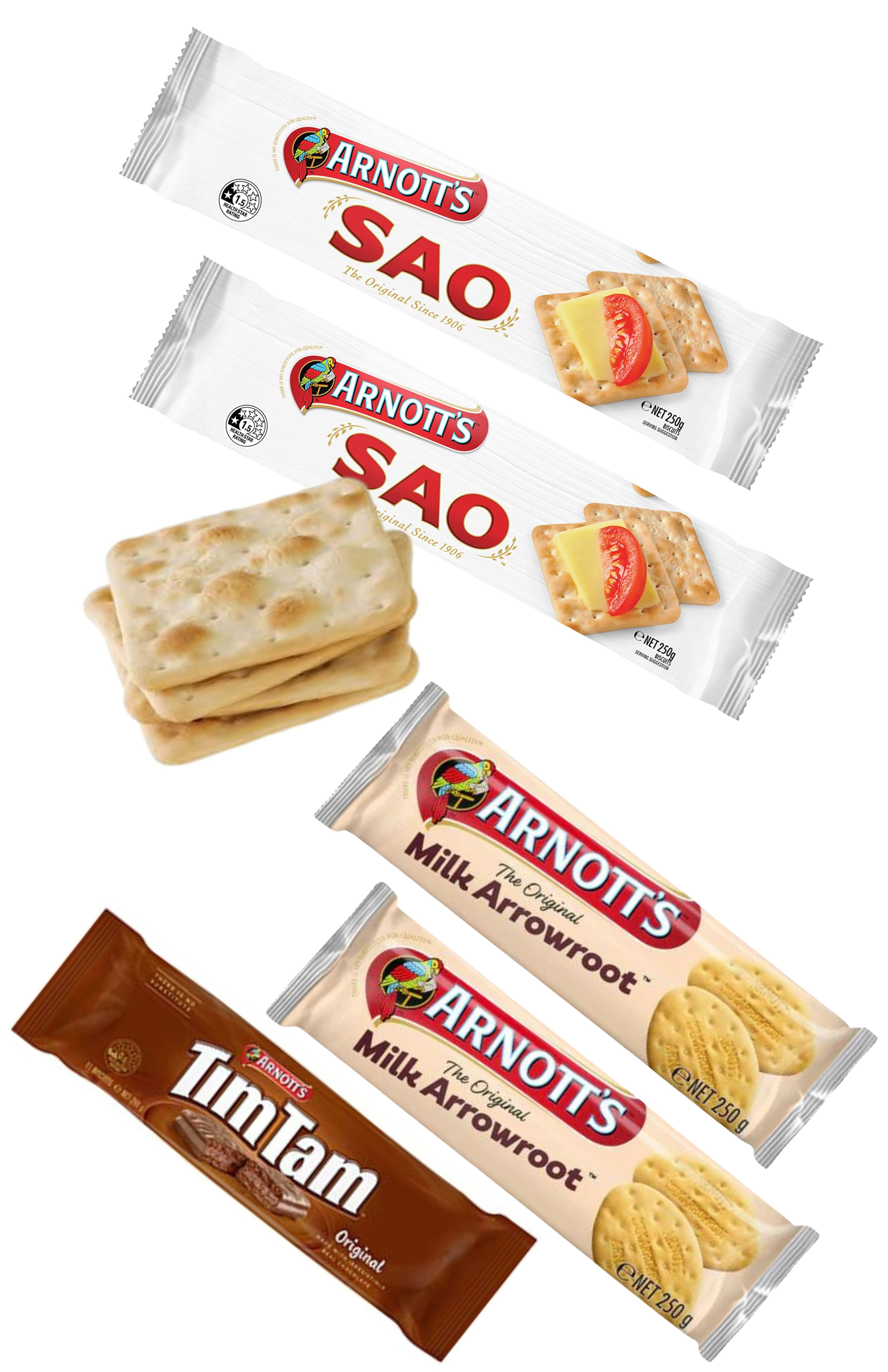 SAO Crackers, Original Milk Arrowroot, Tim Tam Chocolate (Variety Pack ...