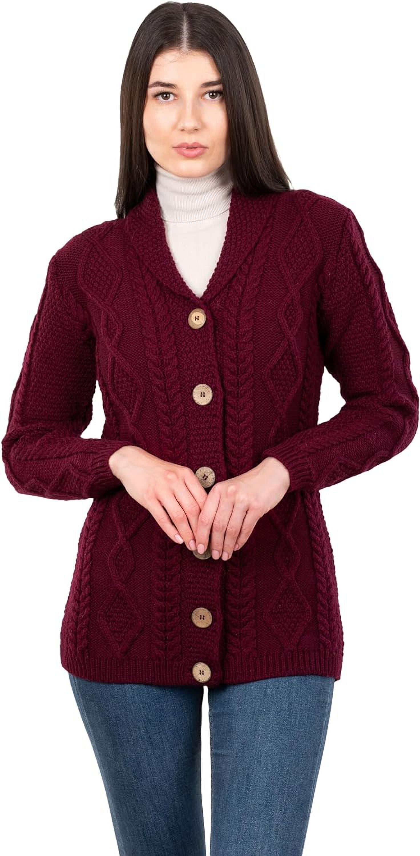 SAOL 100 % Merino Wool Ladies Shawl Collar Cardigan - Walmart.com