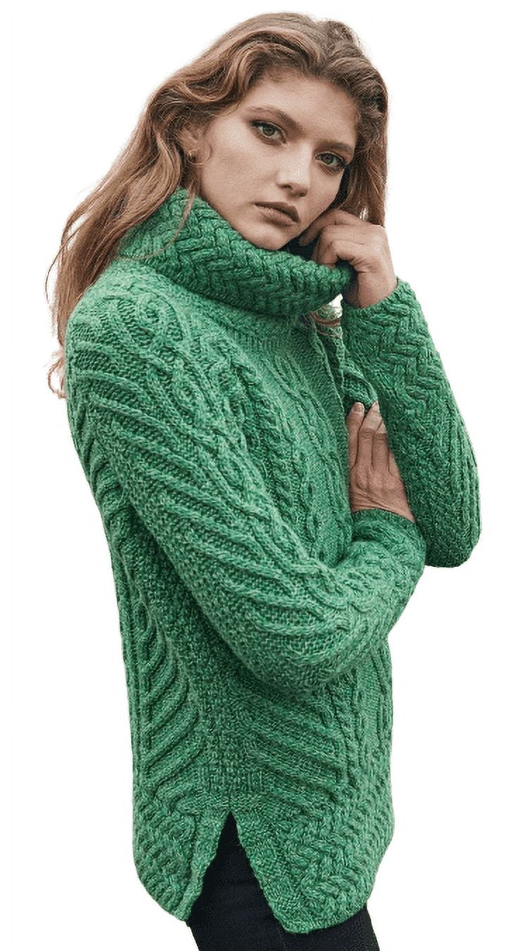 SAOL 100% Merino Wool Women's Aran Oversized Cable Knit Fisherman ...