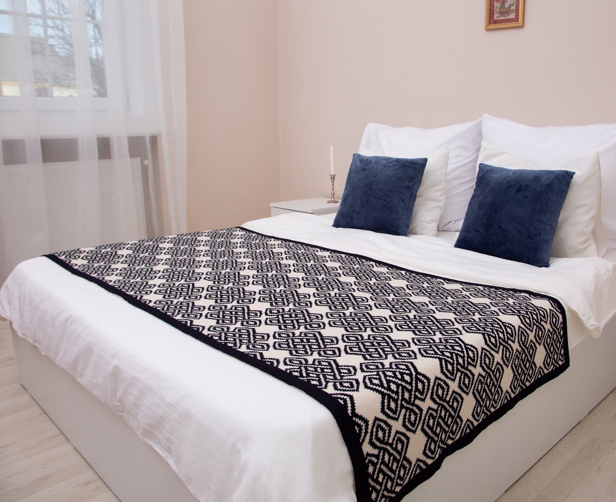 SAOL Irish Celtic Knot Wool Bed Runner Scarf Knitted Decorative Blanket ...