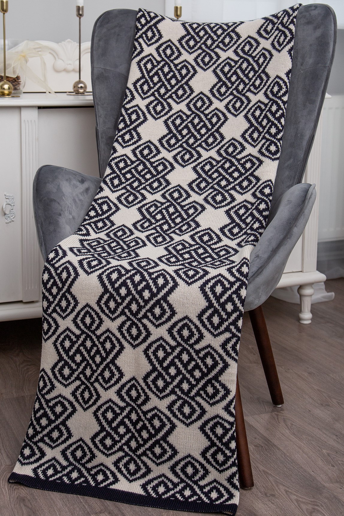 SAOL Irish Traditional Celtic Knot Wool Throw Blanket for Bed Couch ...