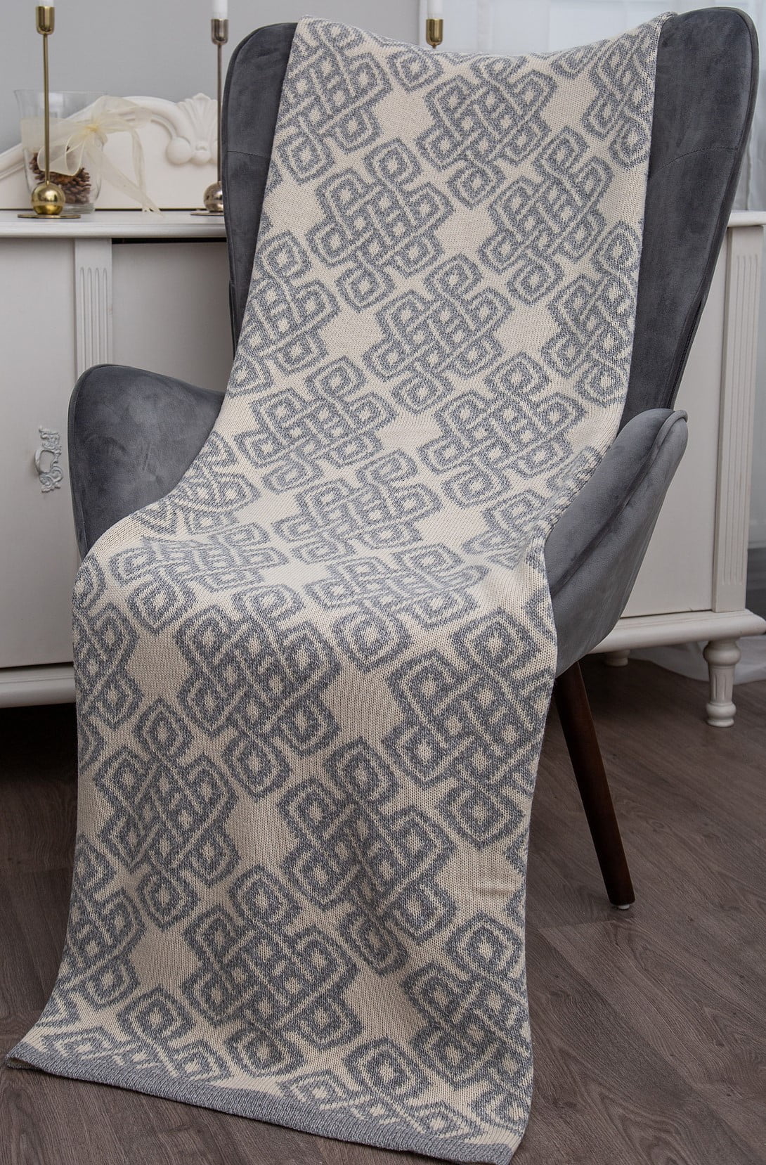 SAOL Irish Traditional Celtic Knot Wool Throw Blanket for Bed Couch ...