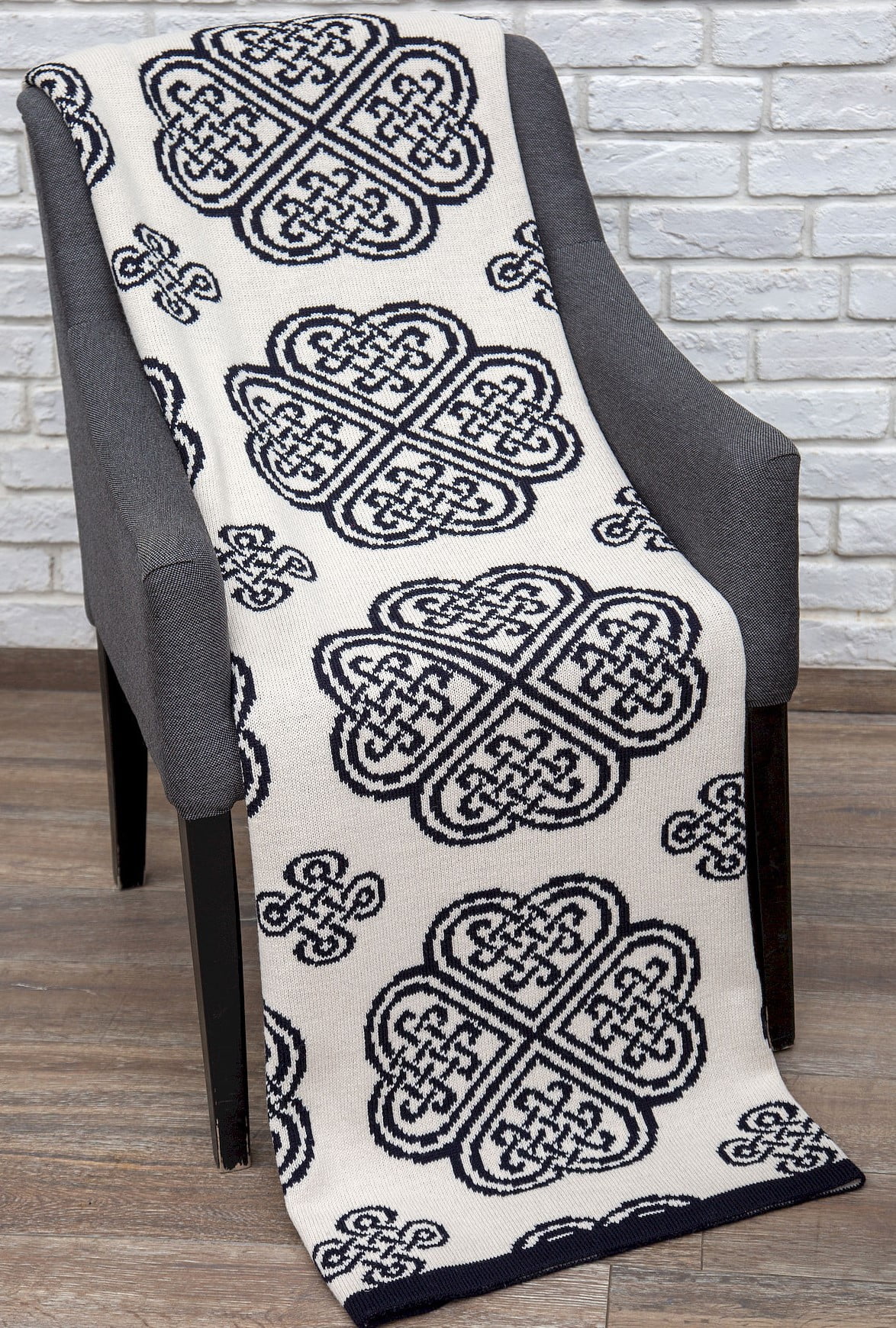 SAOL Irish Traditional Celtic Knot Wool Throw Blanket for Bed Couch ...