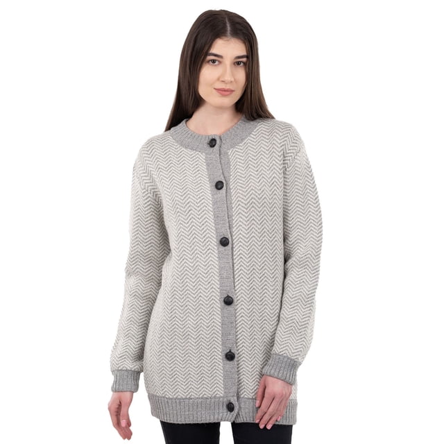 SAOL Merino Wool Blend Jacket Women's Herringbone Lumber Cardigan Made ...