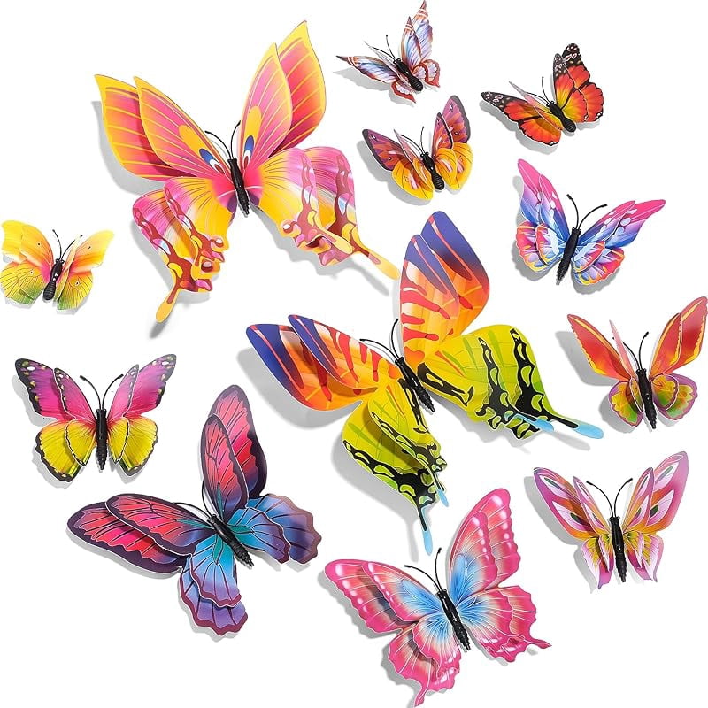 SAOROPEB 3D Butterfly Wall Decor, 24 Pcs Double Layer Butterfly ...