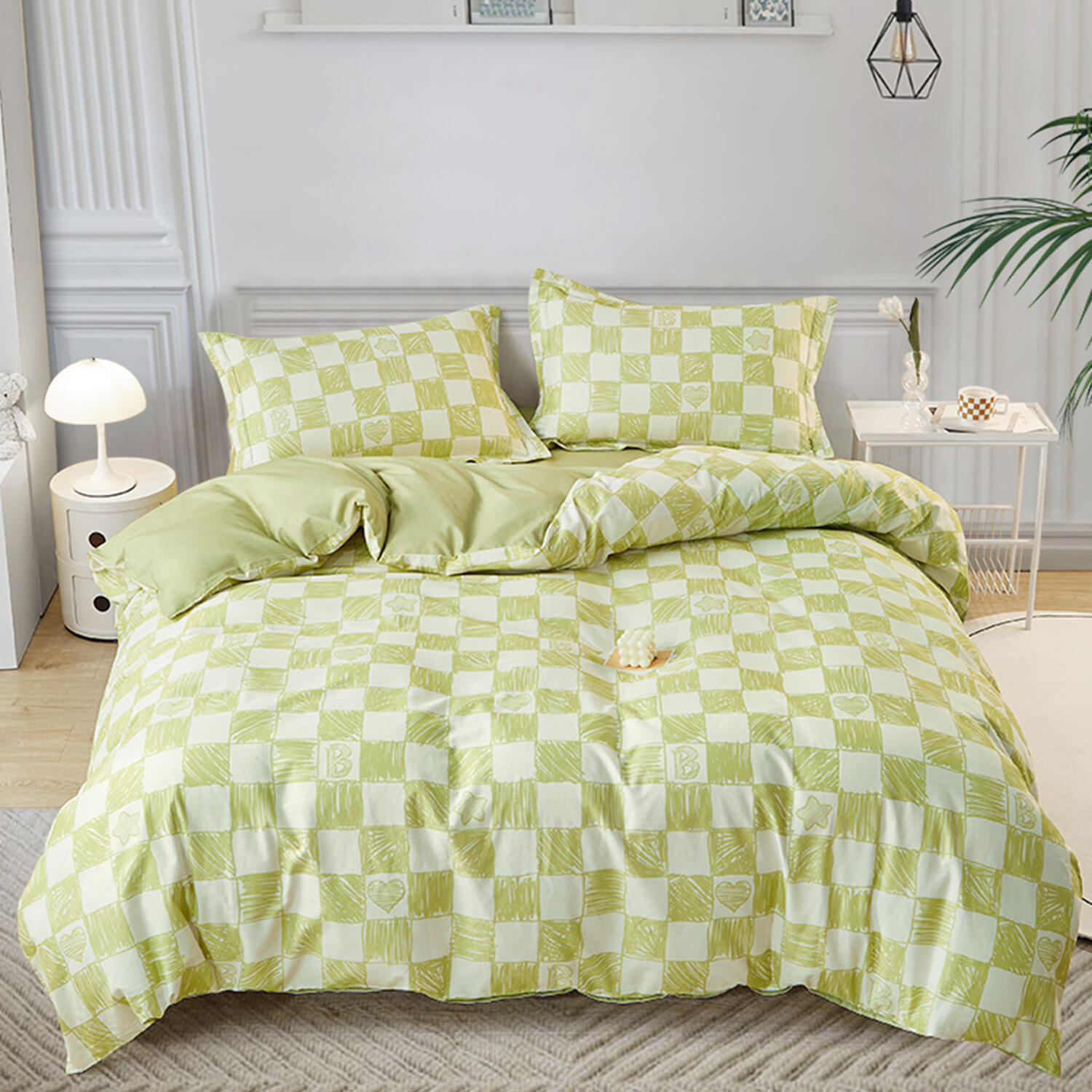 6ix Tailors Bouclair Duvet Cover & 2 Pillow Shams Set, Green - California King Size - 3 Piece ...