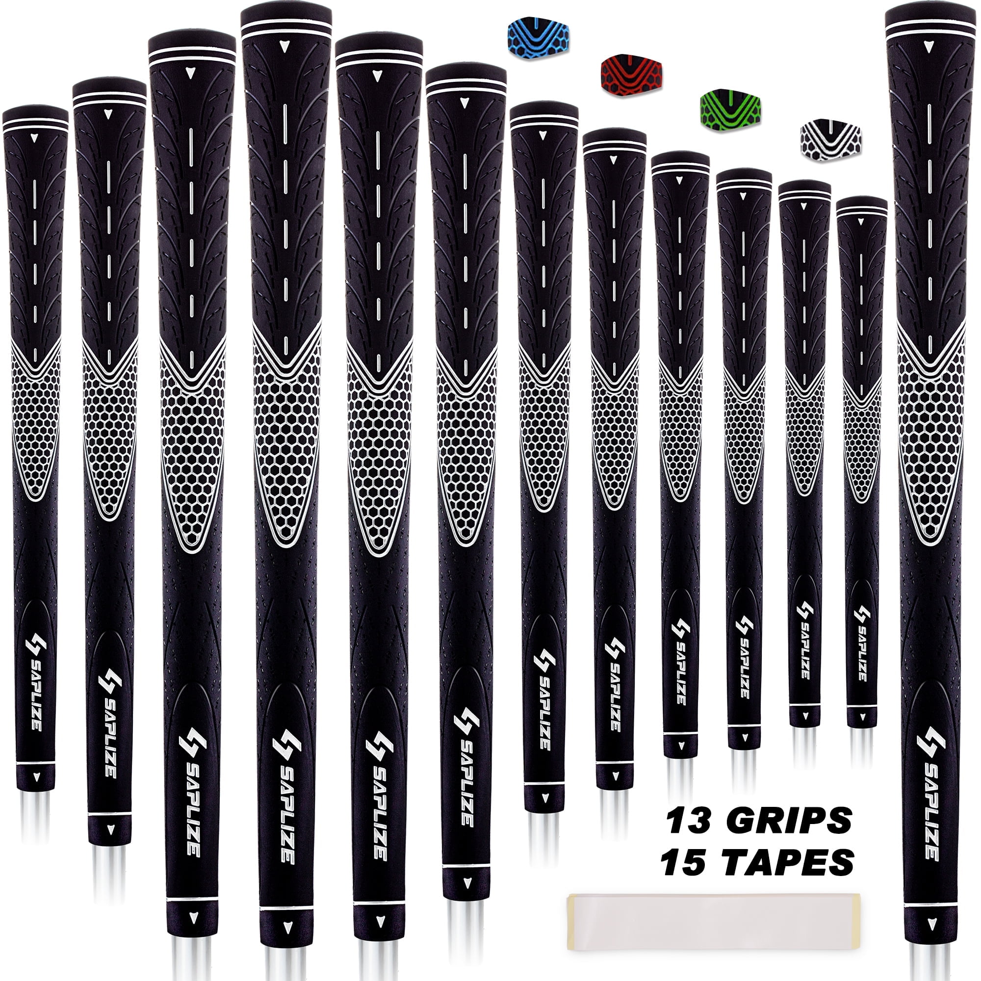 SAPLIZE 13 White Oversize Golf Grips with 15 Tapes, Non-slip Rubber ...