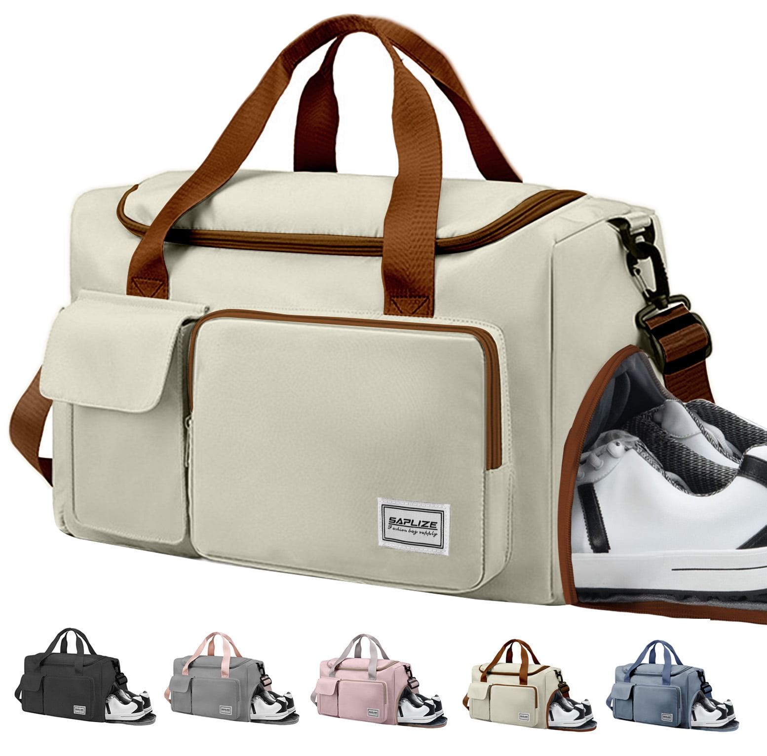 SAPLIZE Travel Duffle Bag with Independent Shoe Compartment and Wet/Dry ...