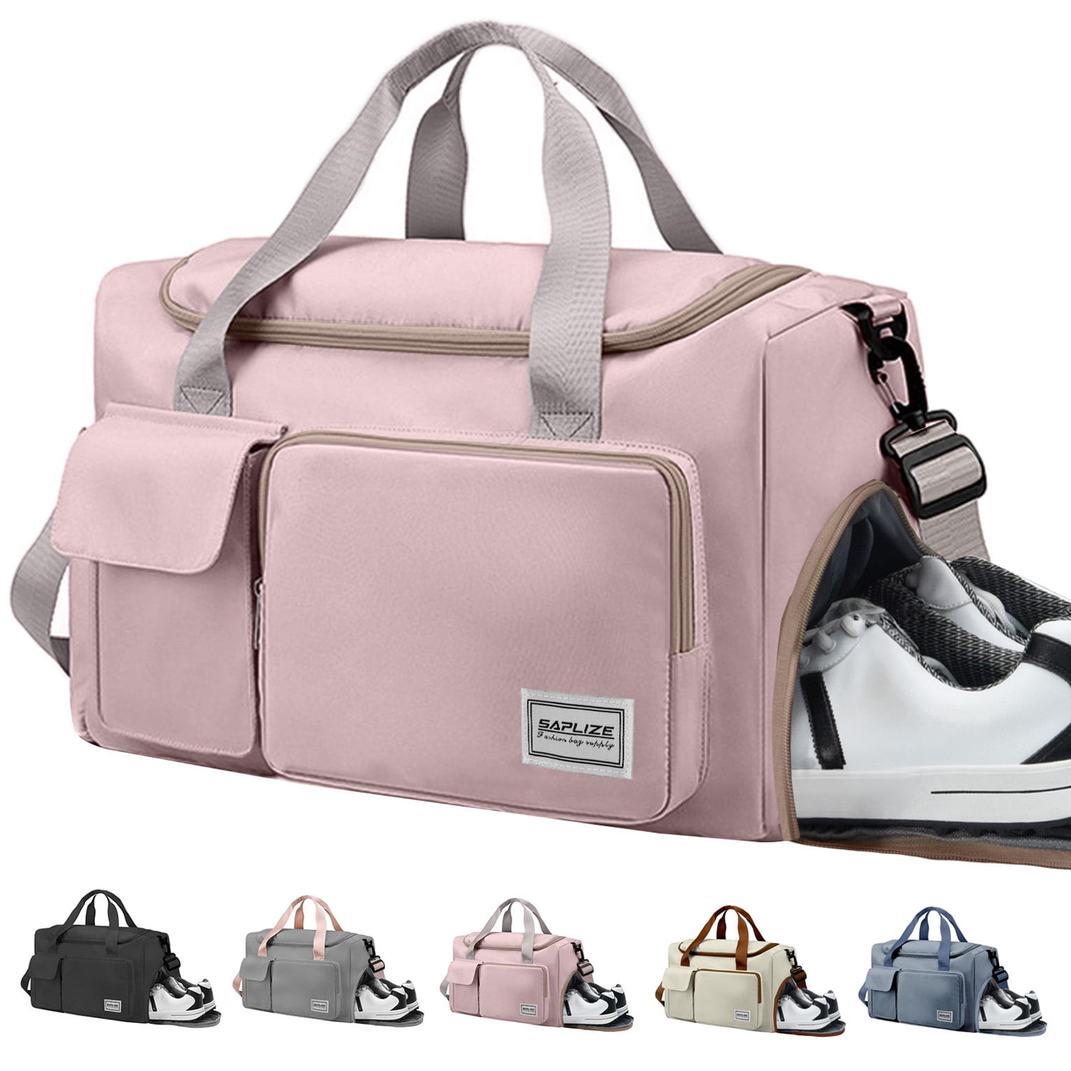 SAPLIZE Travel Duffle Bag with Independent Shoe Compartment and Wet/Dry ...