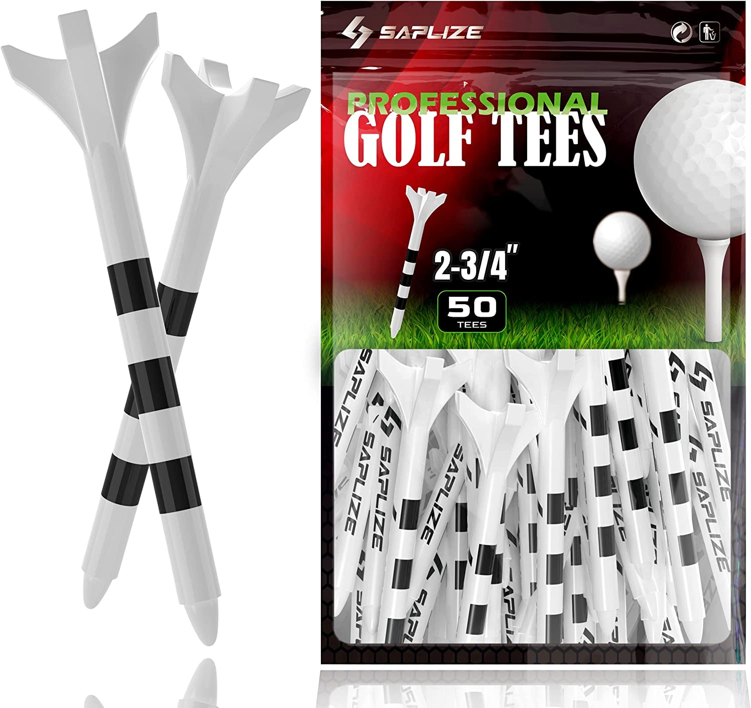 SAPLIZE Plastic Golf Tees Pack of 50 2-3/4 inches Reduces Friction ...