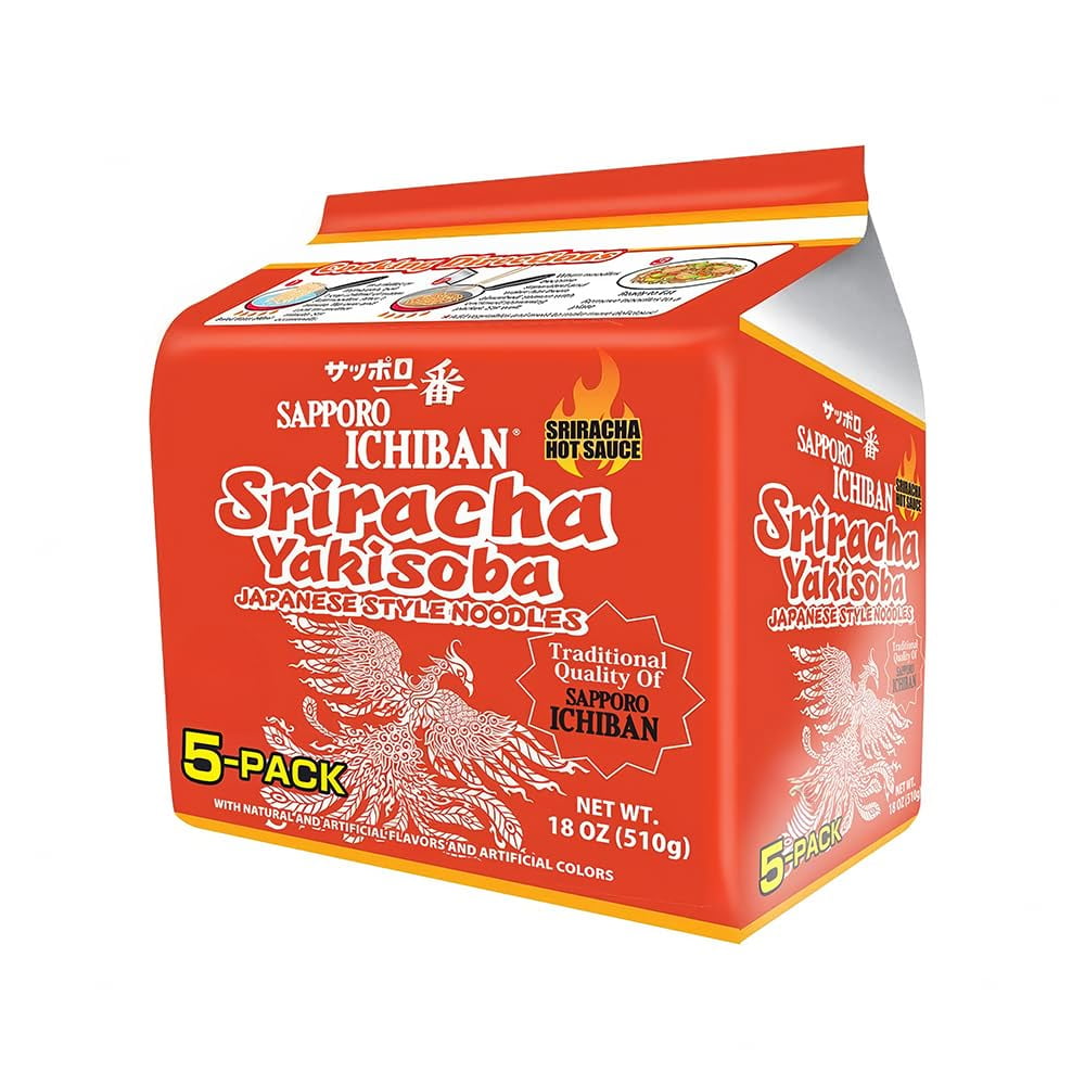 [SAPPORO ICHIBAN] Sriracha Yakisoba, Spicy Chow KKS1 Mein, No. 1 Tasting Japanese Instant ...