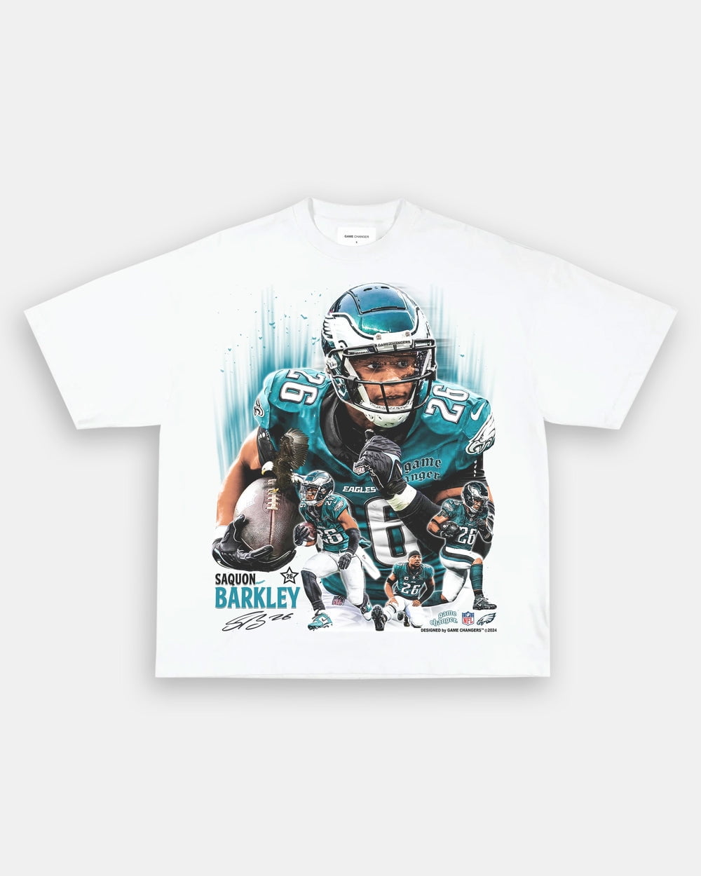 SAQUON BARKLEY, EAGLES TEE, FOOTBALL PLAYERS BOOTLEG, RETRO STYLE, FOR ...