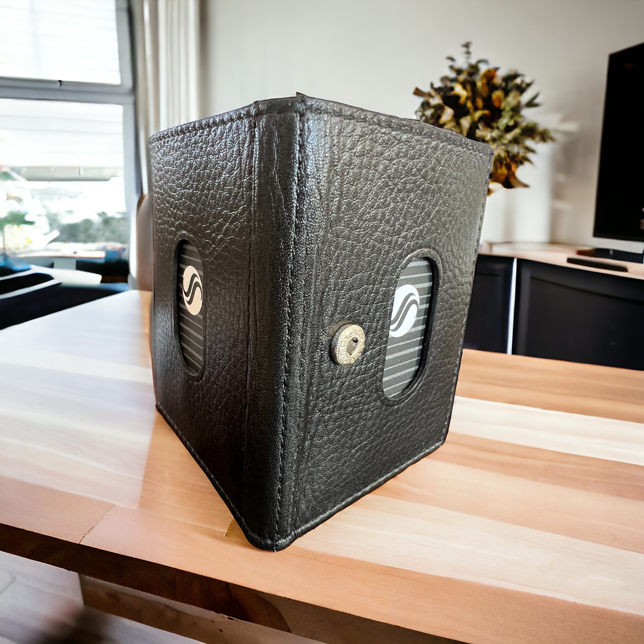 SARACH - Genuine Leather- Trifold Snap Wallets for Men - BLACK ...