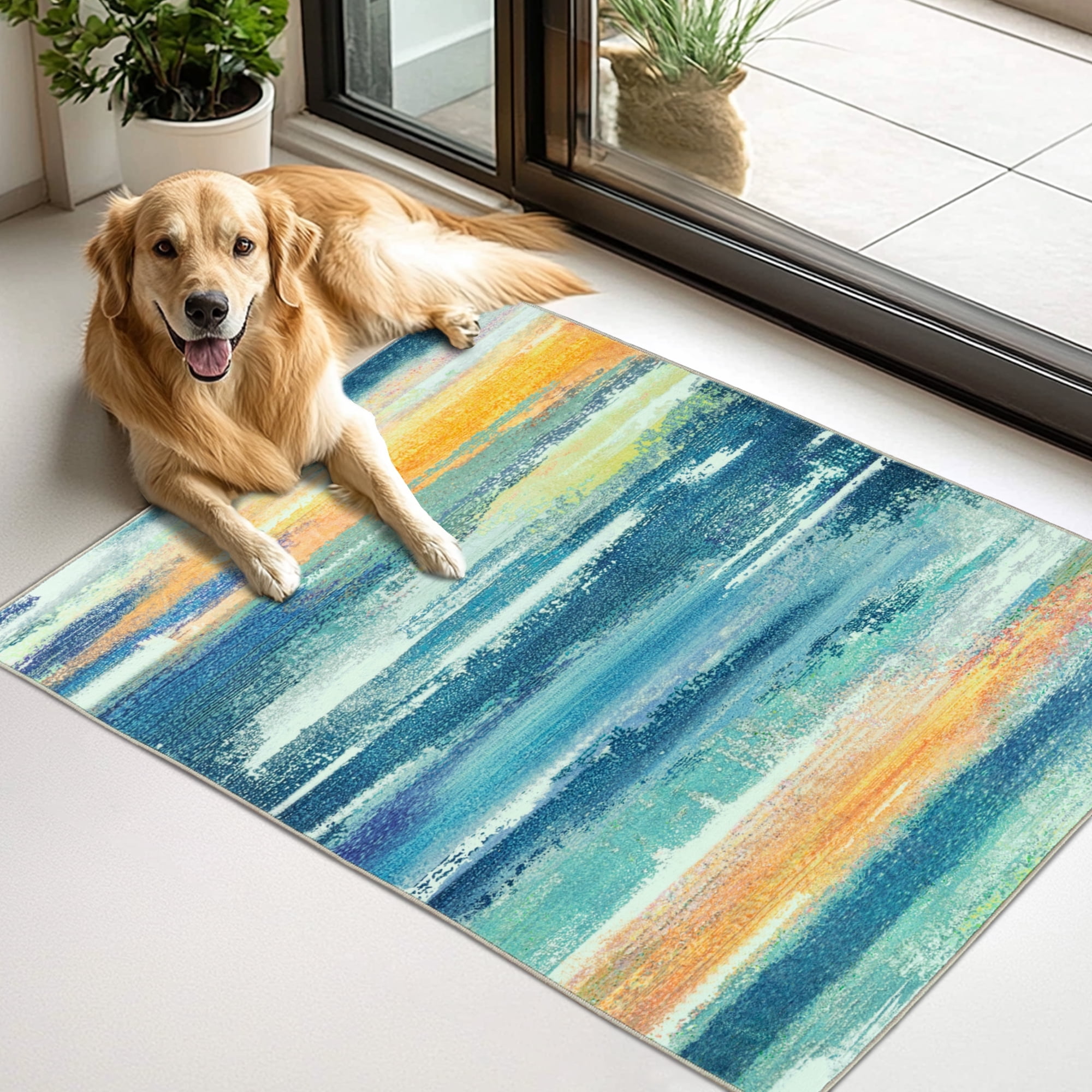 SARAG 3'x5' Machine Washable Rugs, Modern Abstract Area Rugs, Soft Non ...
