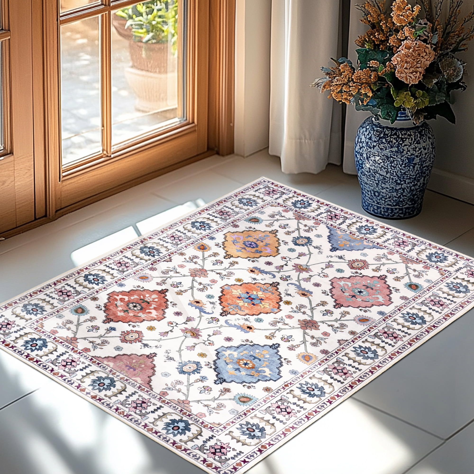SARAG 3x5 Area Rug Non-Slip Machine Washable Vintage Rugs, Oriental ...