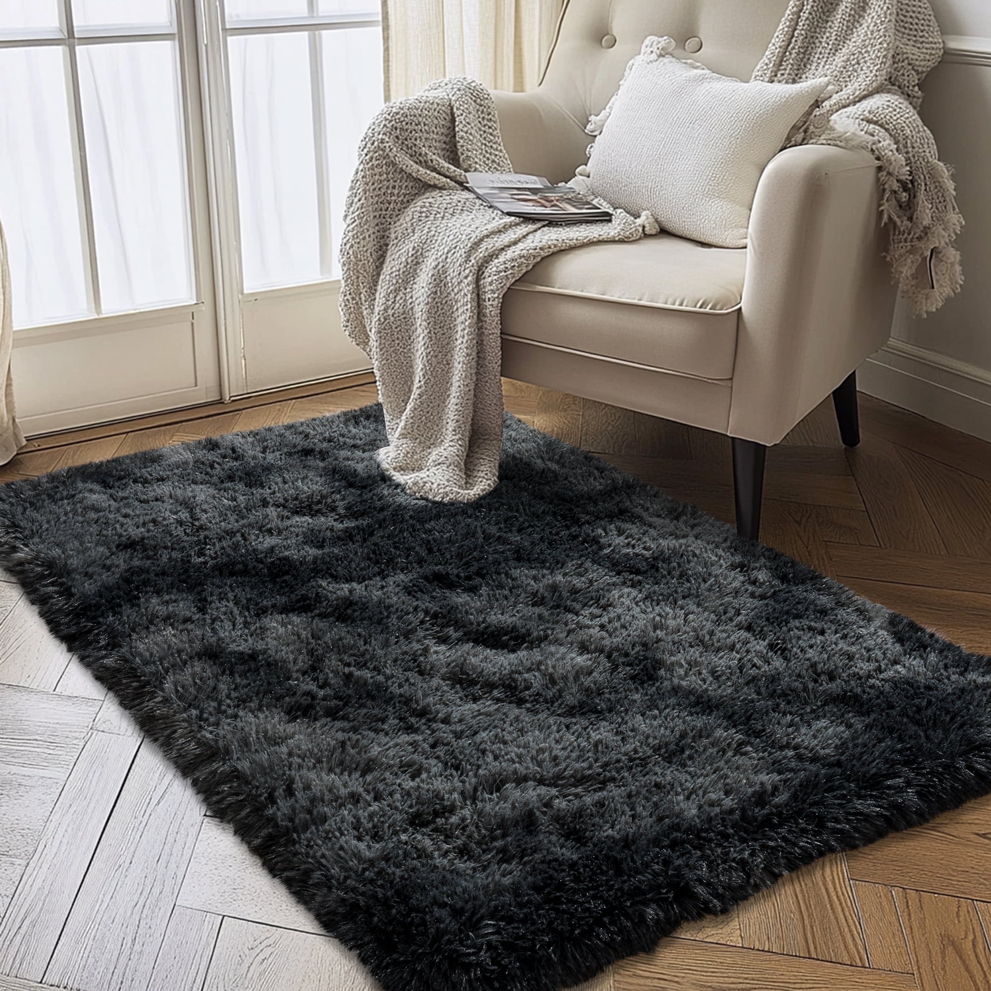 SARAG 3x5 Fluffy Rug,Soft Furry Bedside Carpet,Suitable for Bedroom ...