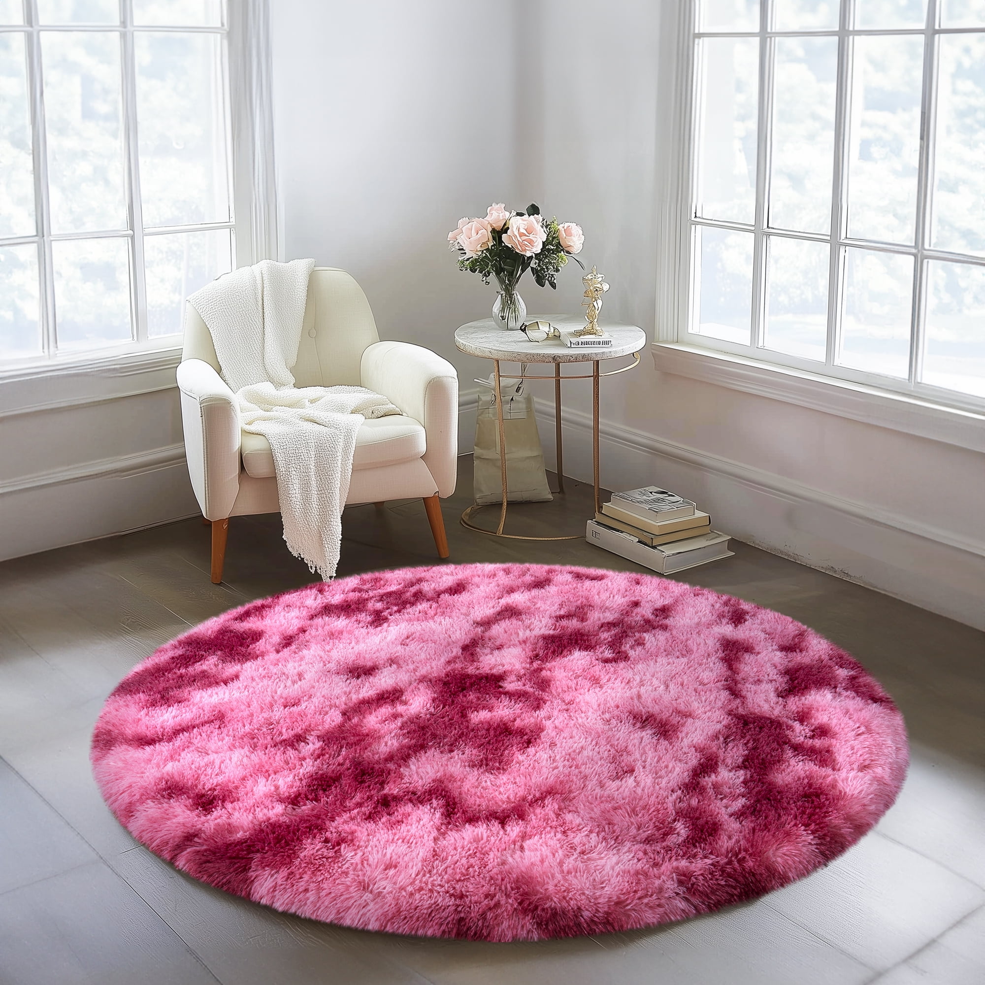 SARAG 4x4ft Circle Rug for Living Room,Furry Carpet for Children Kids ...