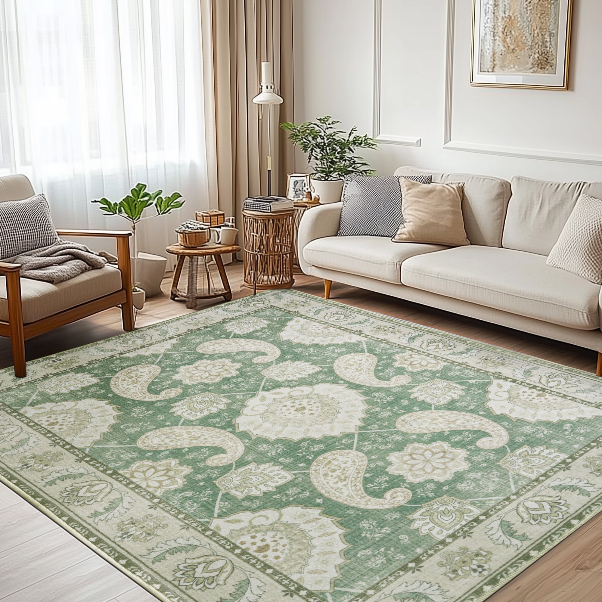 SARAG 5'x7' Area Rug, Machine Washable Rugs for Living Room Bedroom ...