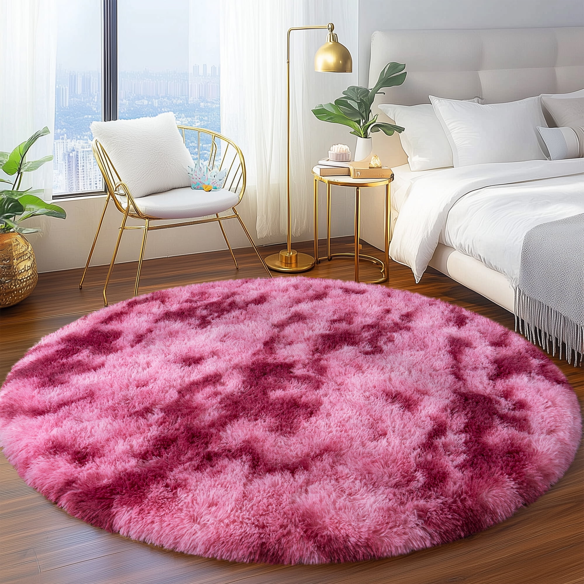 SARAG 5x5ft Round Area Rug for Bedroom,Super Soft Circle Rug,Fluffy ...