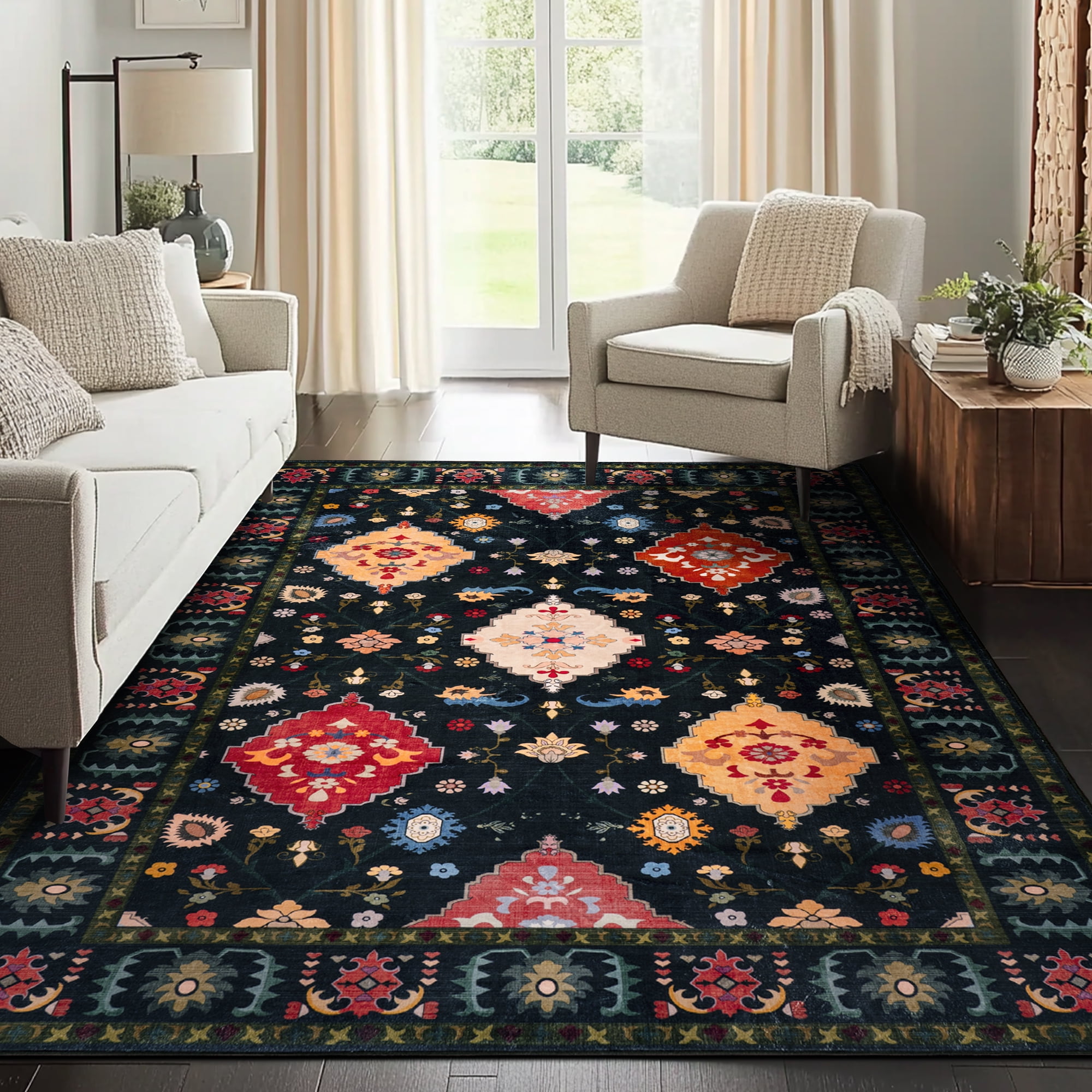SARAG 6'x9' Washable Area Rugs for Living Room Bedroom Farmhouse Dining ...