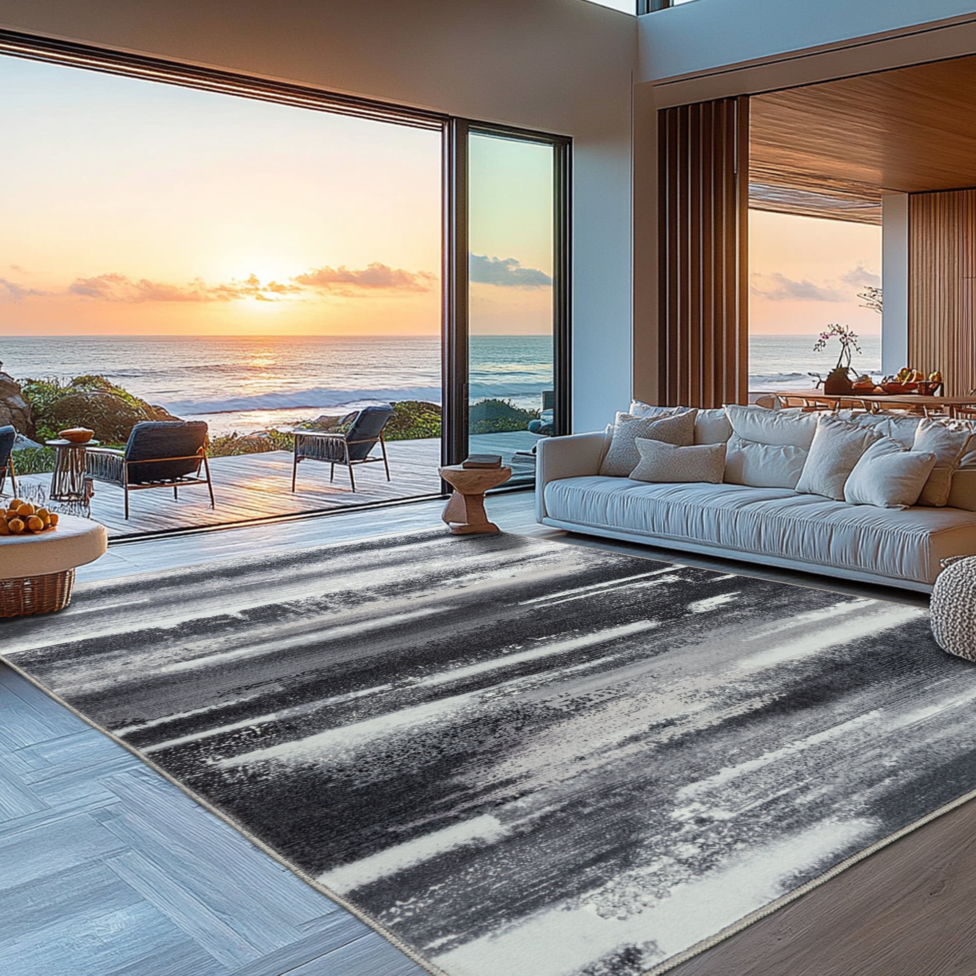 SARAG 8'x10' Large Area Rug,Contemporary Washable Indoor Rugs, Soft Low ...